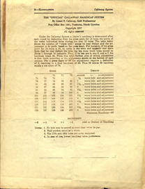 Official Callaway Handicap System, Lionel F. Callaway, 1957