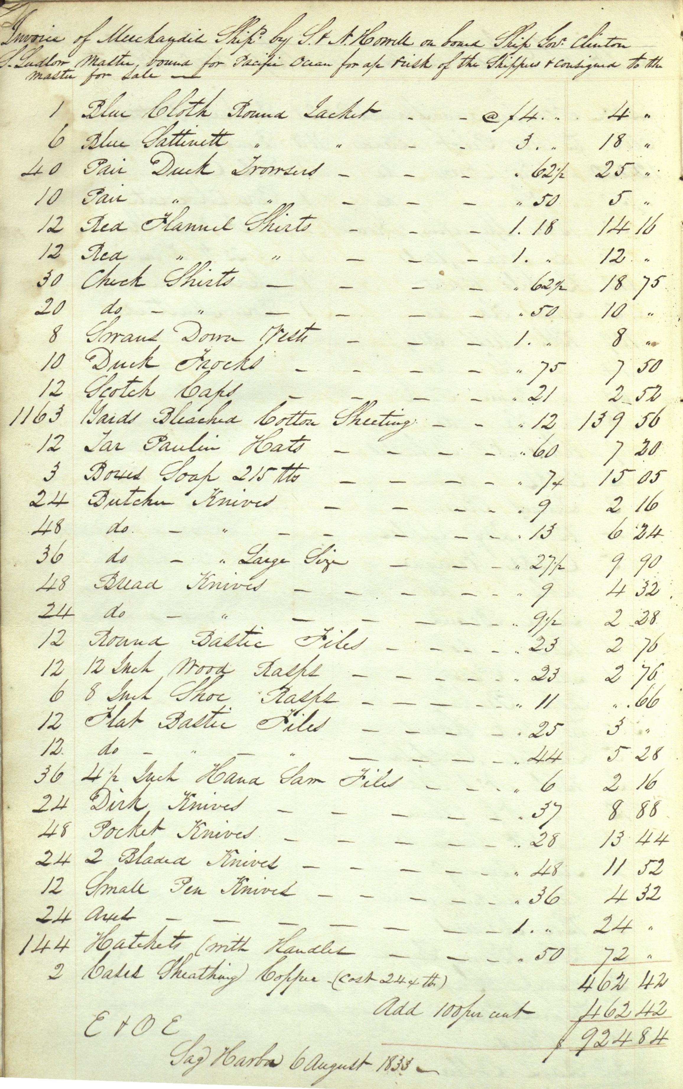 Account Book of N. & G. Howell, Sag Harbor, N.Y., 1833-1847