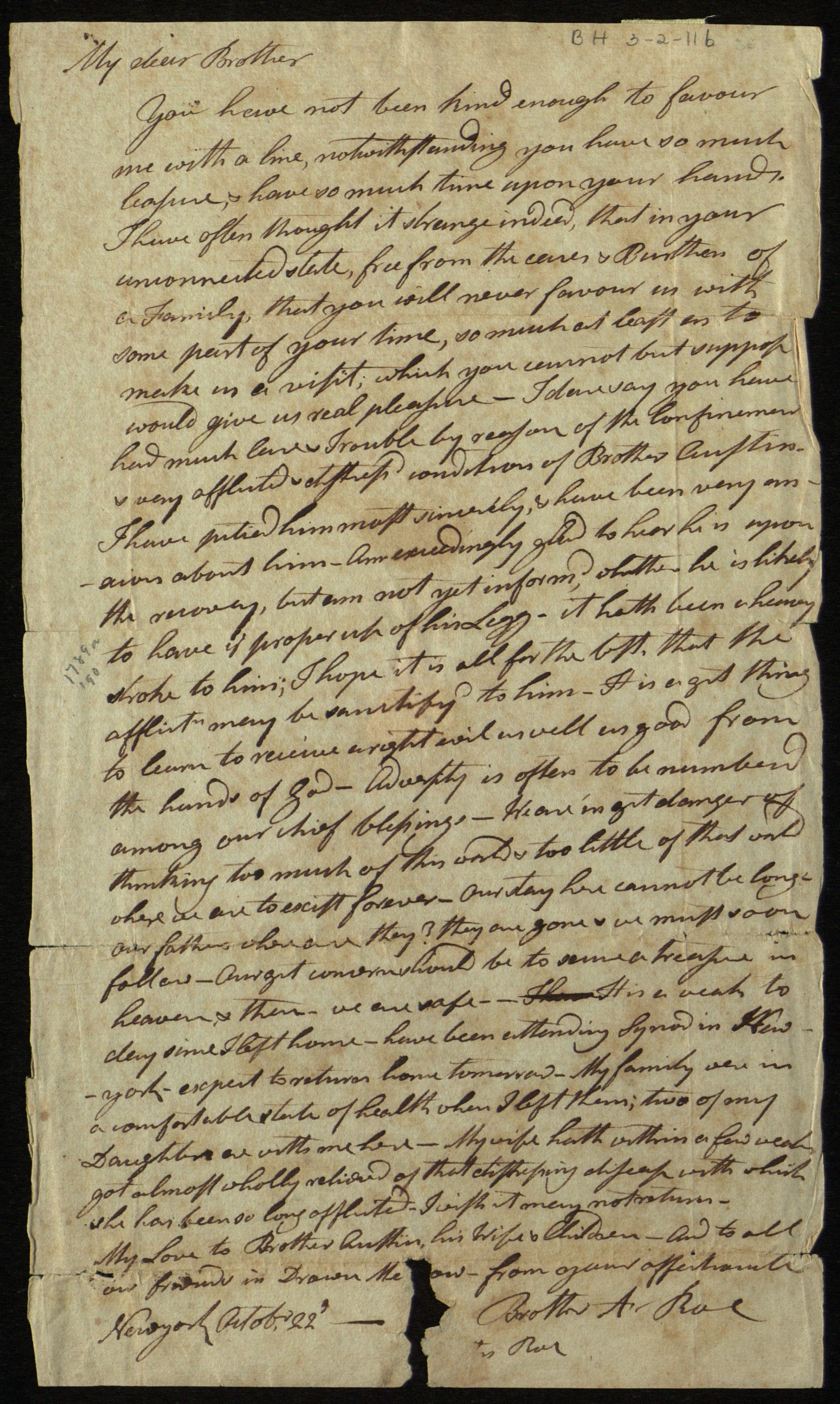 Letter from Azel Roe to Justus Roe