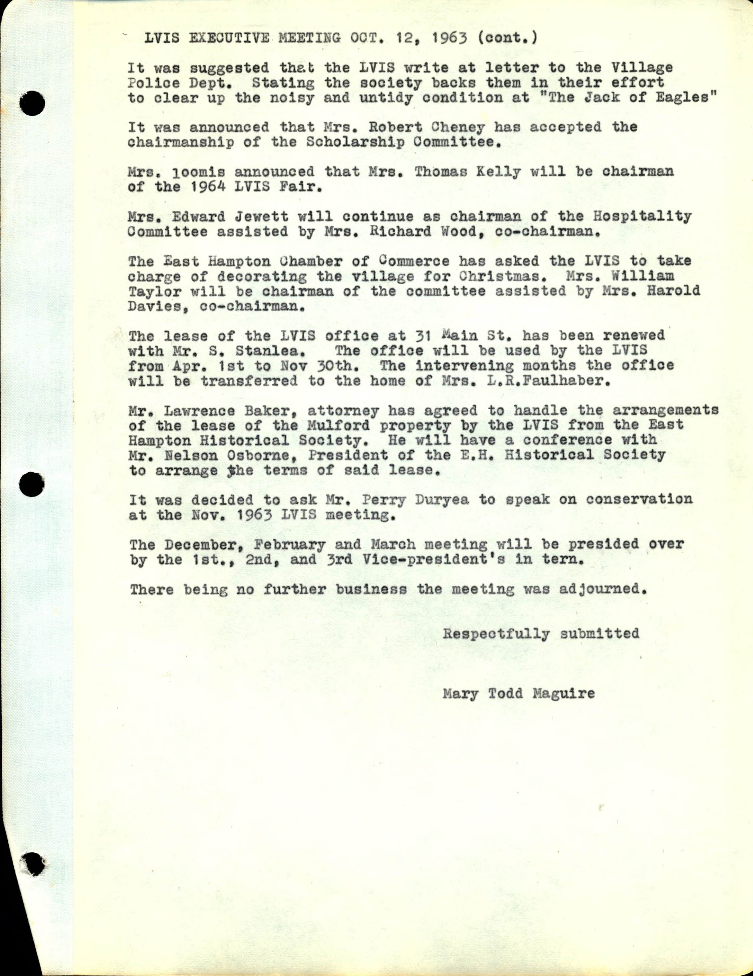 Minutes, October 12 1963