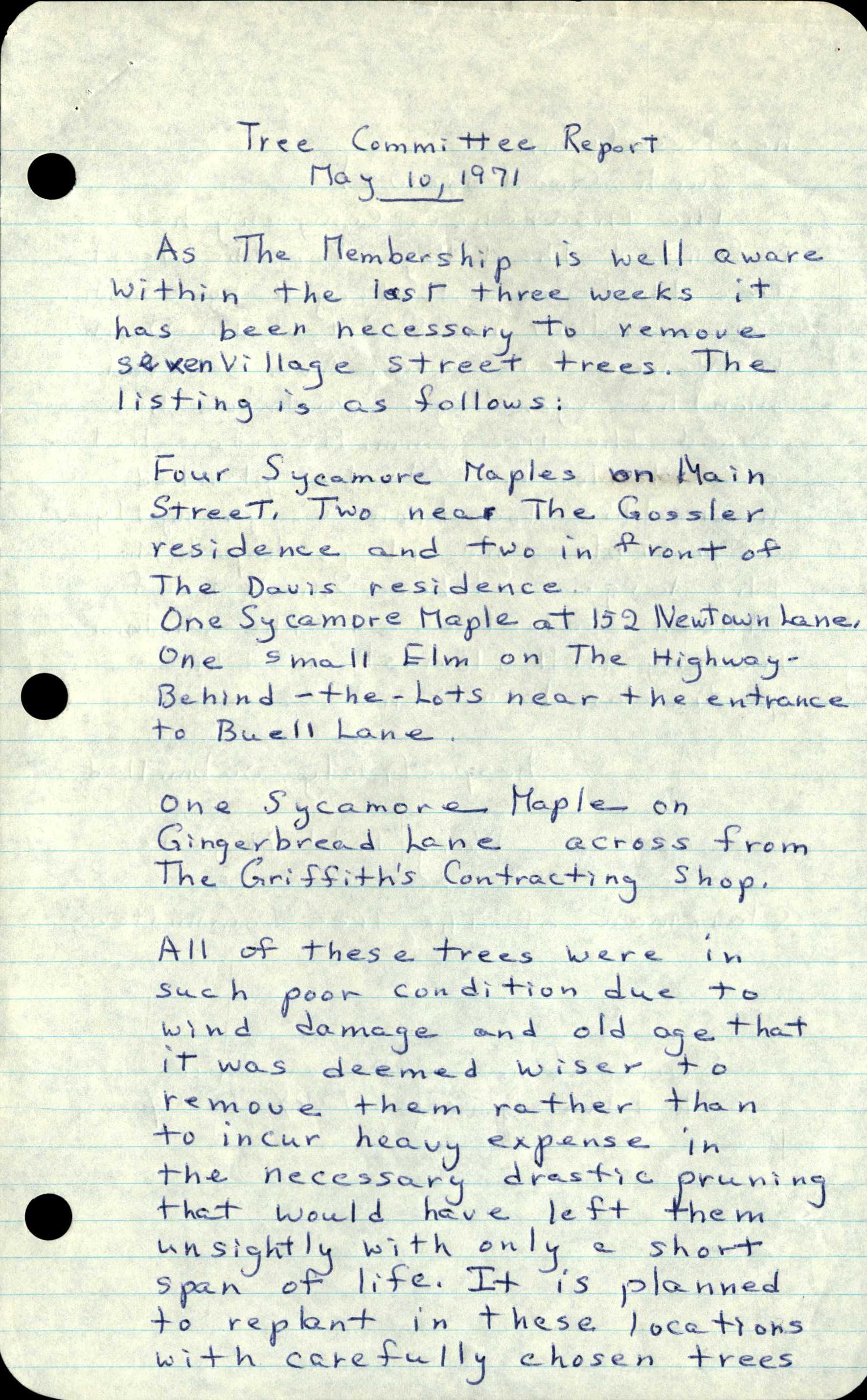 Tree Report, May 10 1971