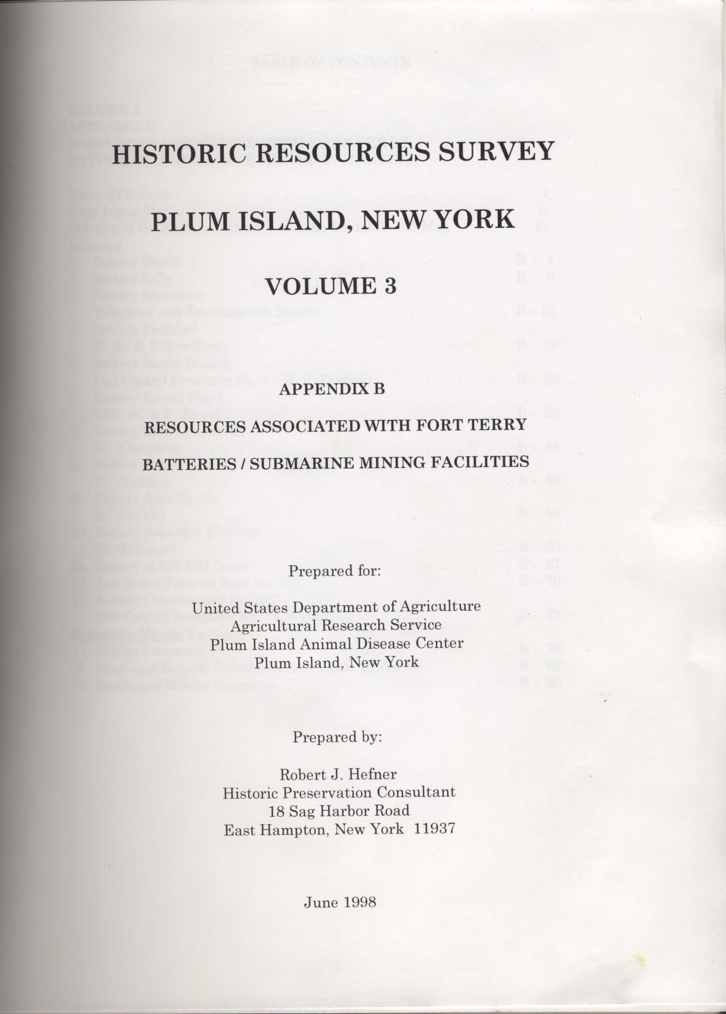 Historic Resources Survey: Plum Island, New York: Volume 3/Appendix B