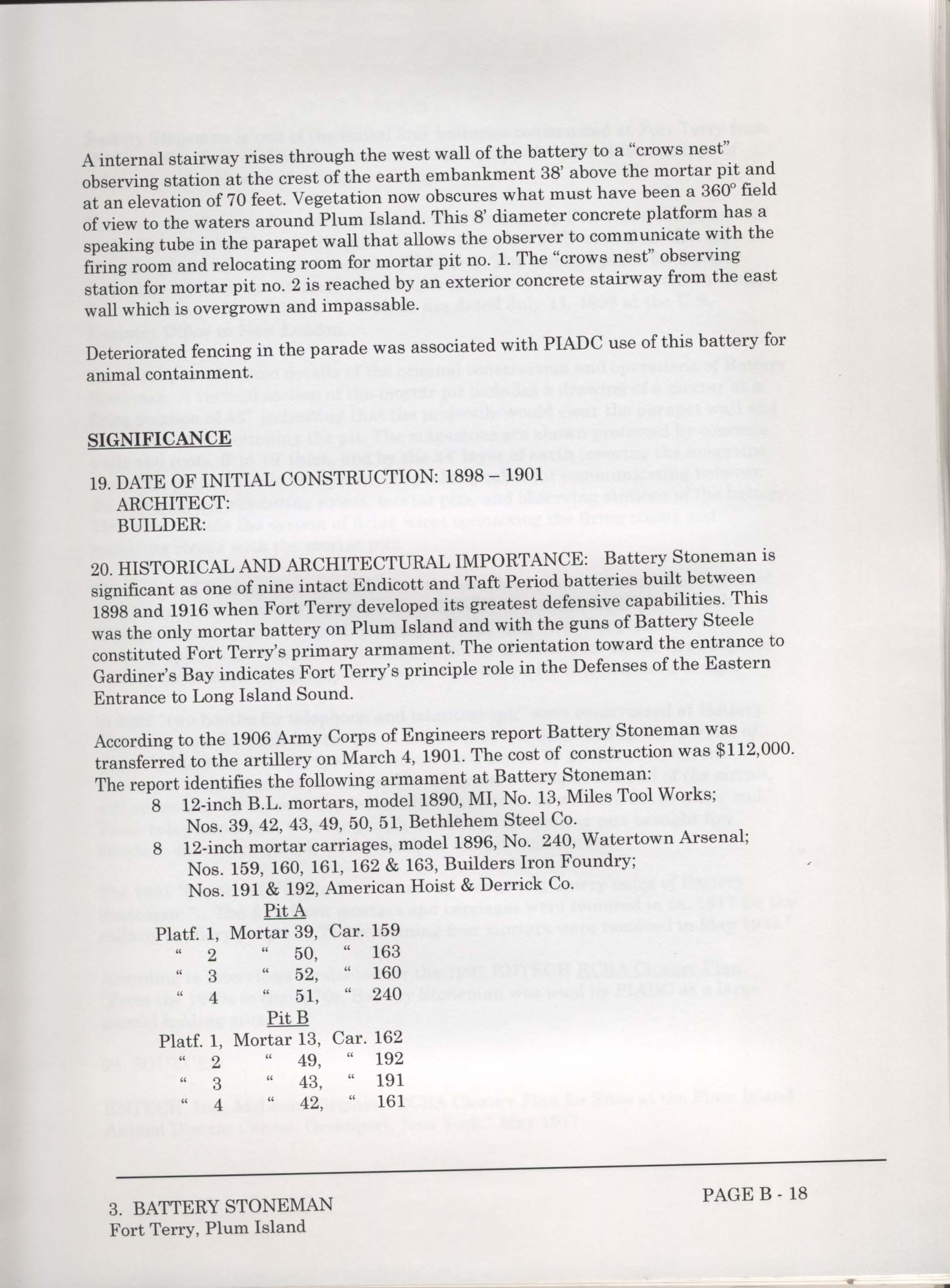 Historic Resources Survey: Plum Island, New York: Volume 3/Appendix B
