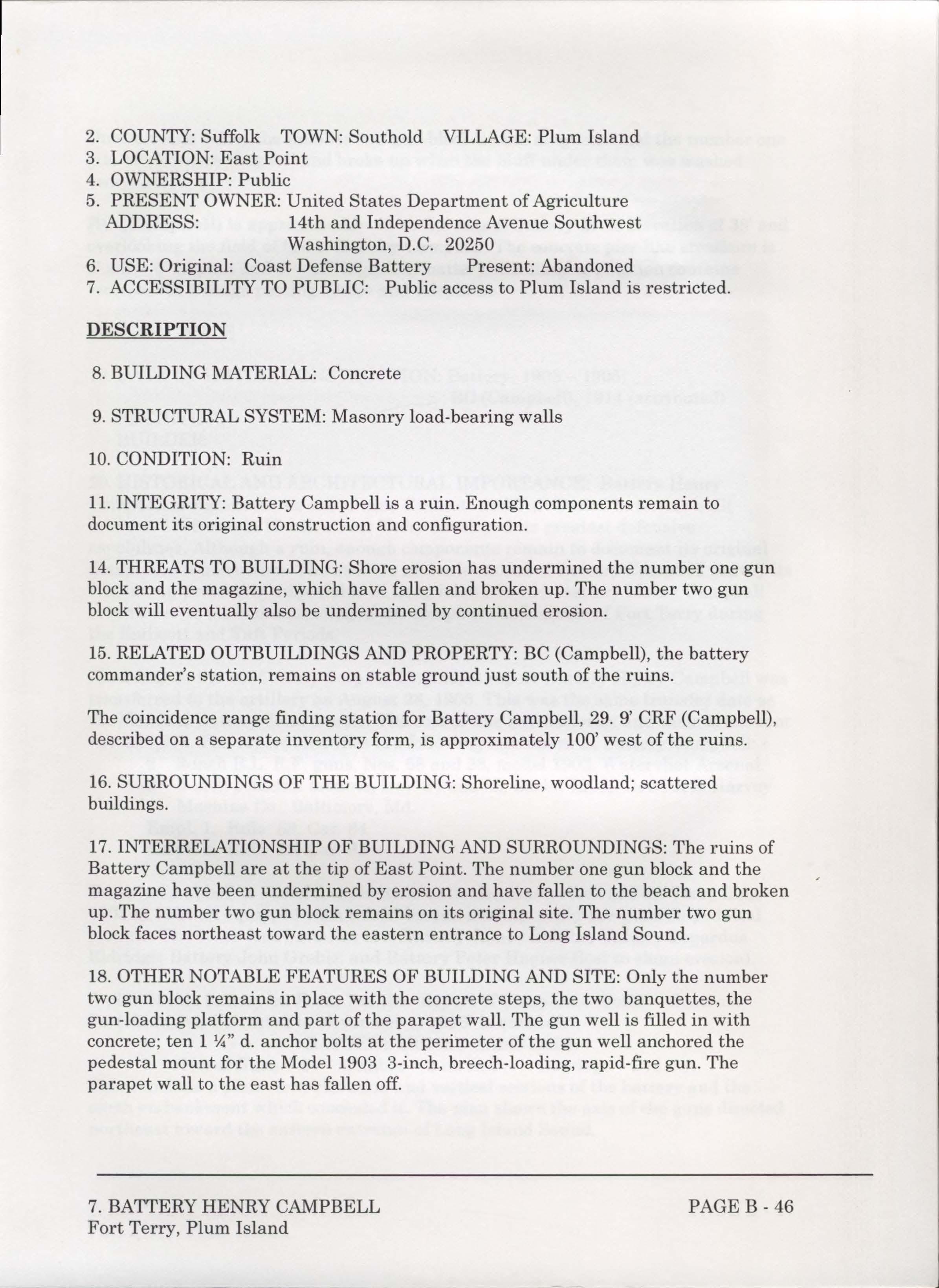 Historic Resources Survey: Plum Island, New York: Volume 3/Appendix B