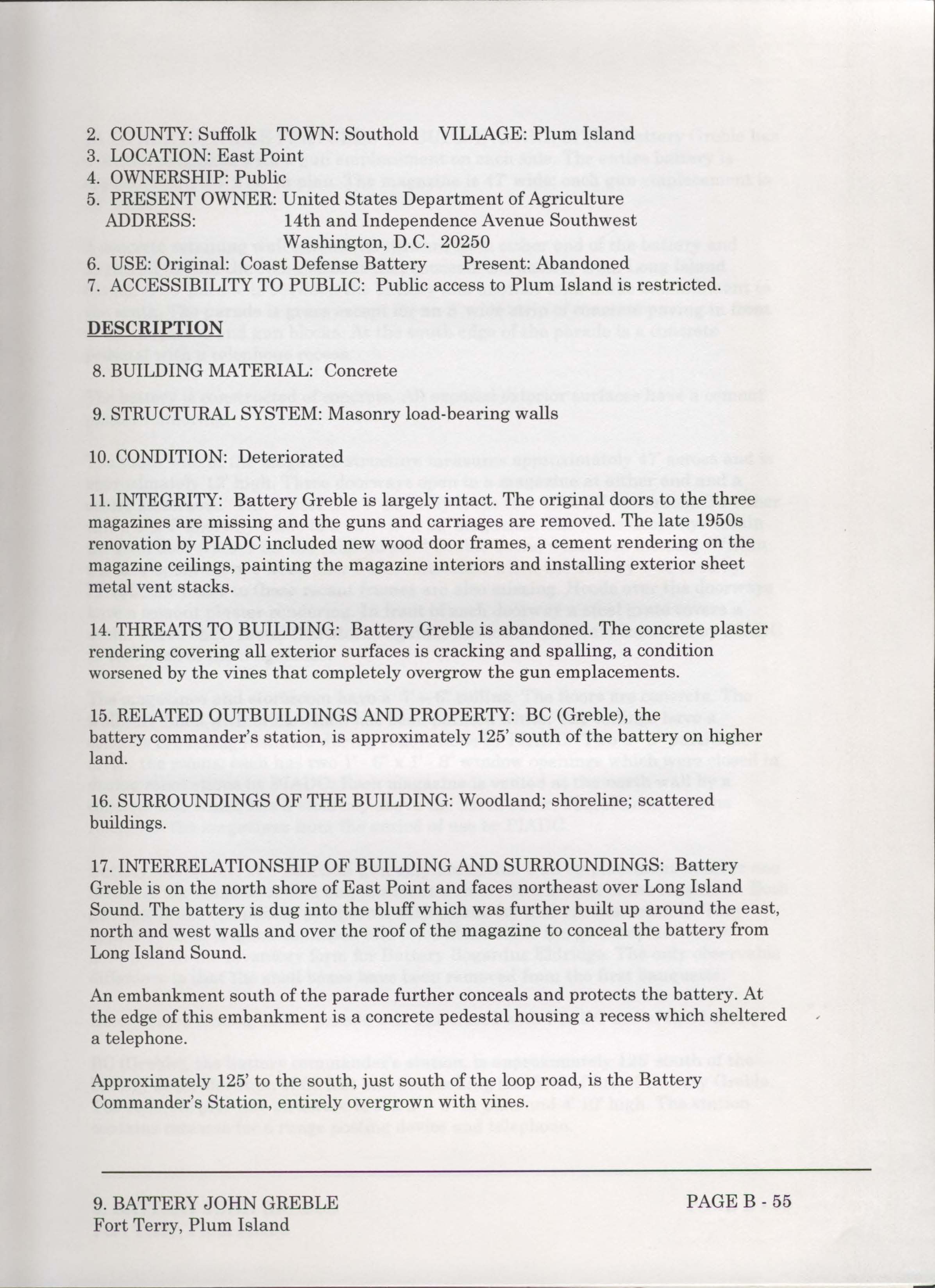 Historic Resources Survey: Plum Island, New York: Volume 3/Appendix B