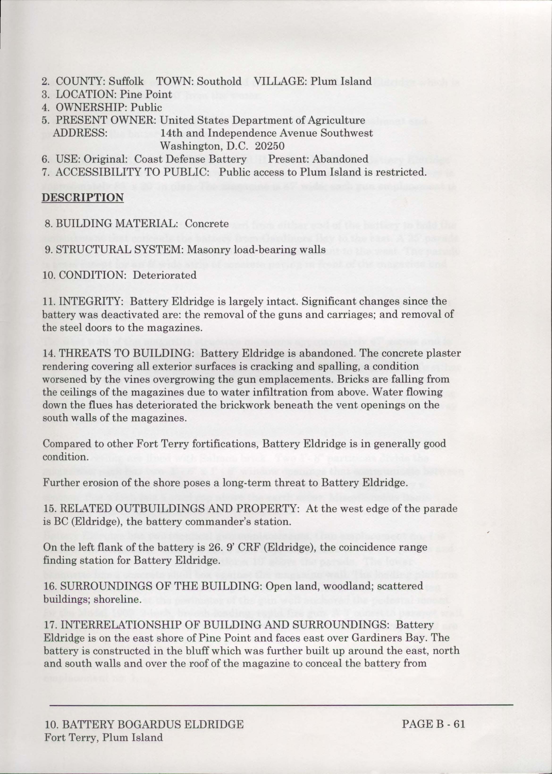 Historic Resources Survey: Plum Island, New York: Volume 3/Appendix B