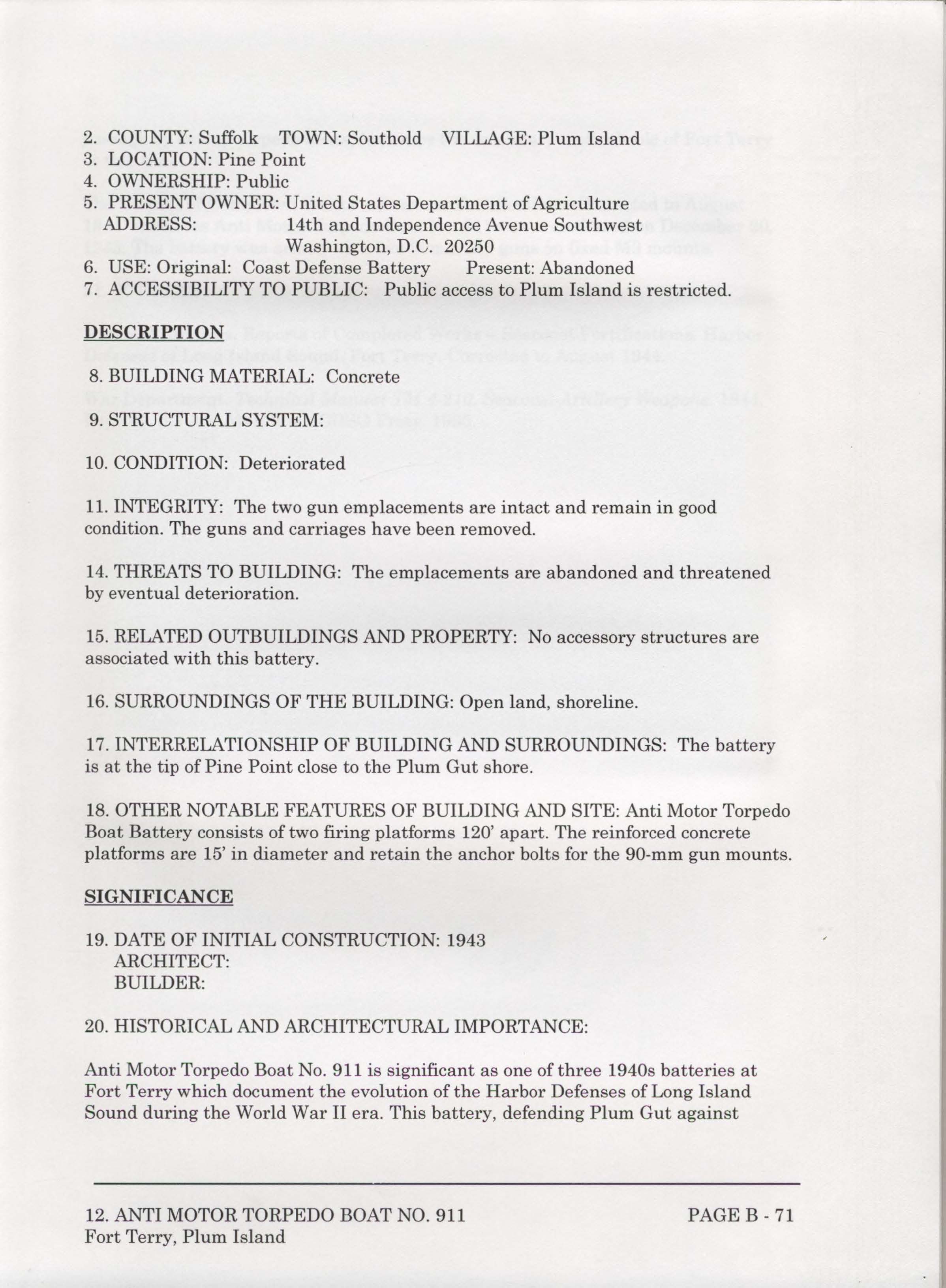 Historic Resources Survey: Plum Island, New York: Volume 3/Appendix B