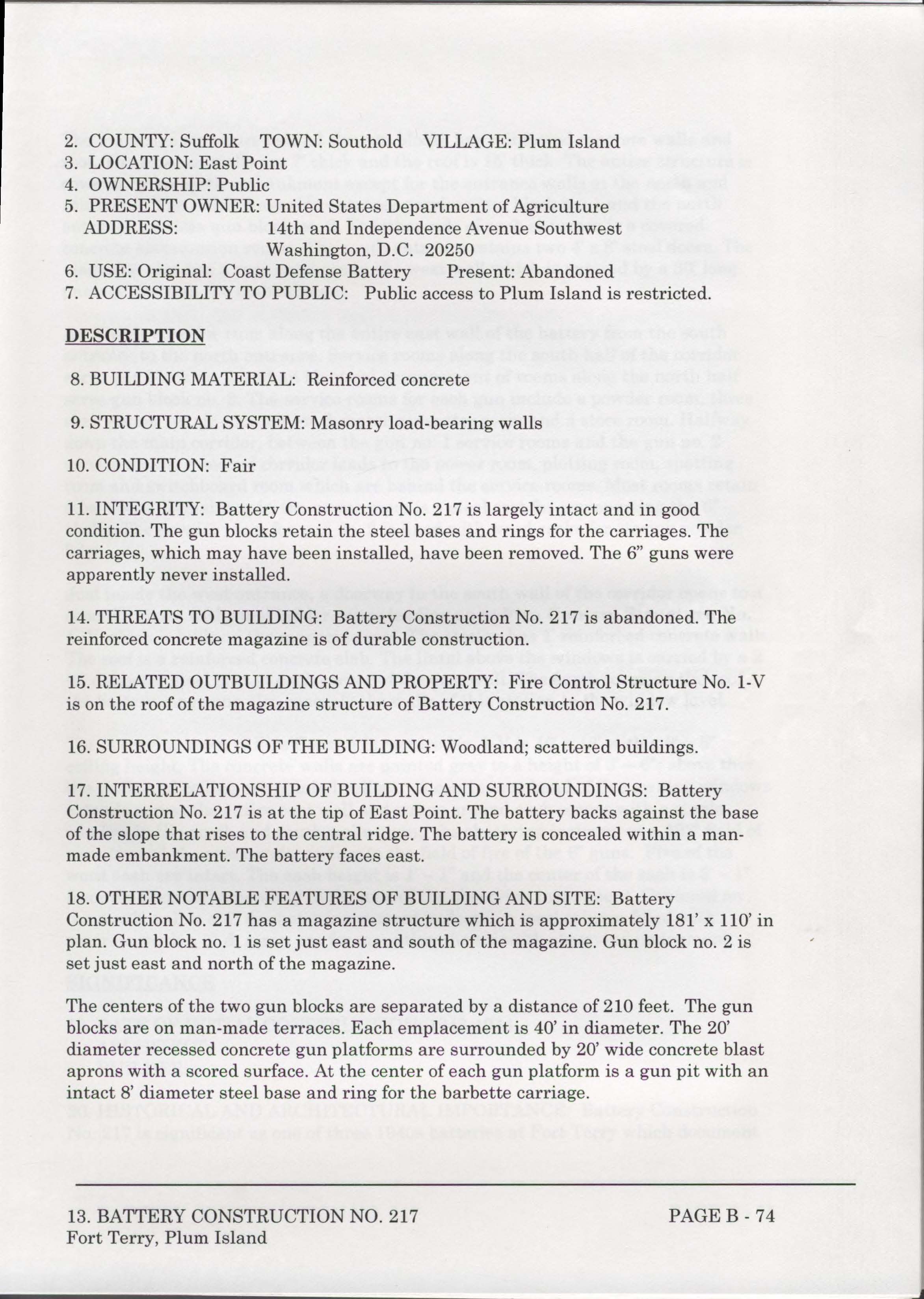 Historic Resources Survey: Plum Island, New York: Volume 3/Appendix B