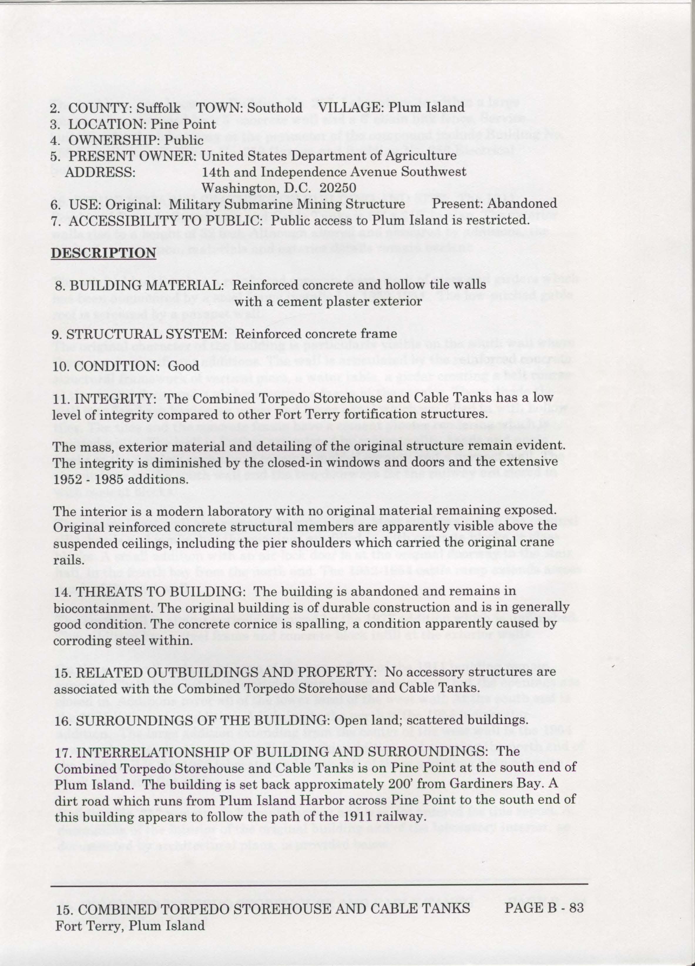 Historic Resources Survey: Plum Island, New York: Volume 3/Appendix B