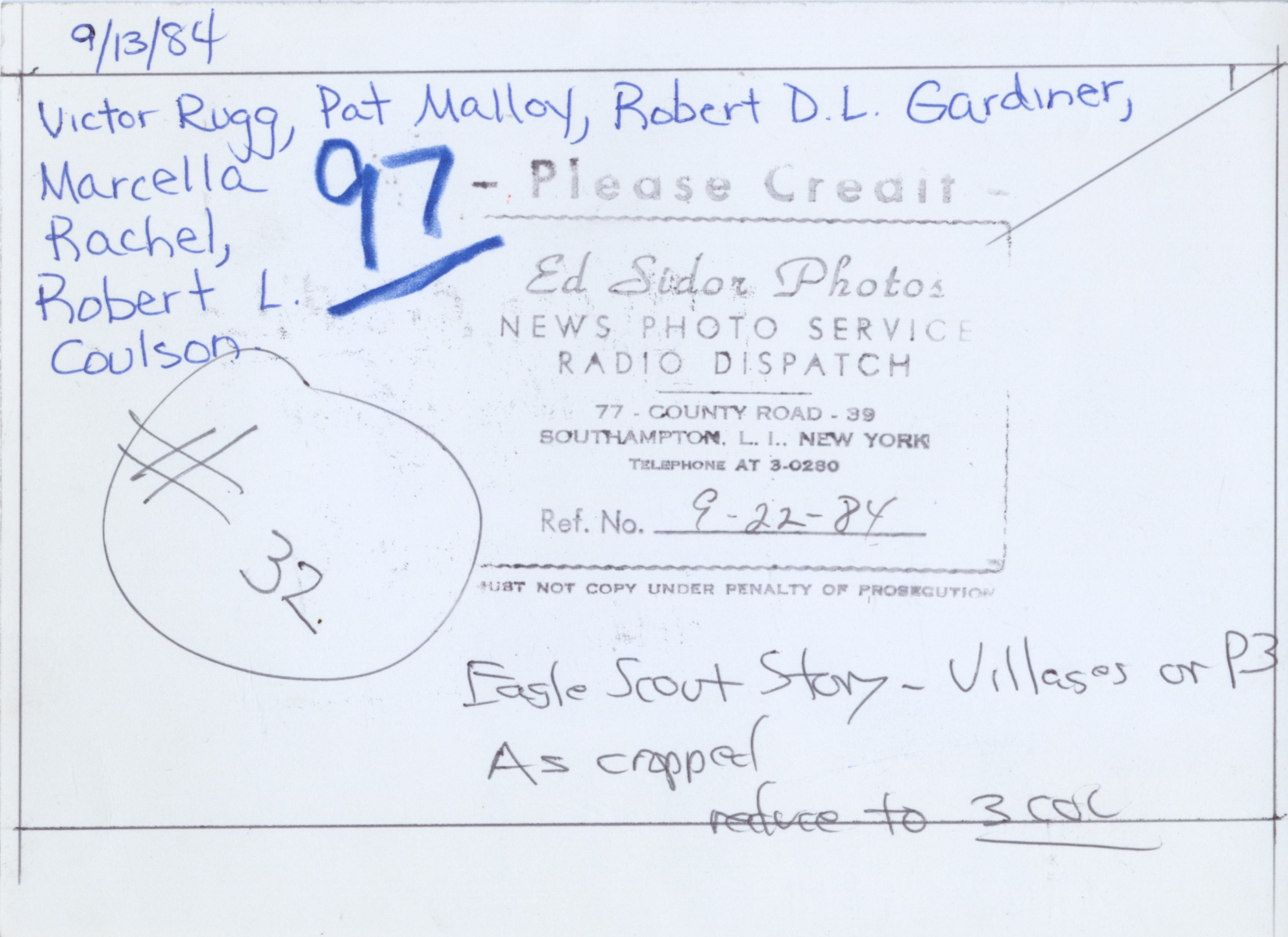 Planning the Party to Honor Patrick E. Malloy III, September 13, 1984