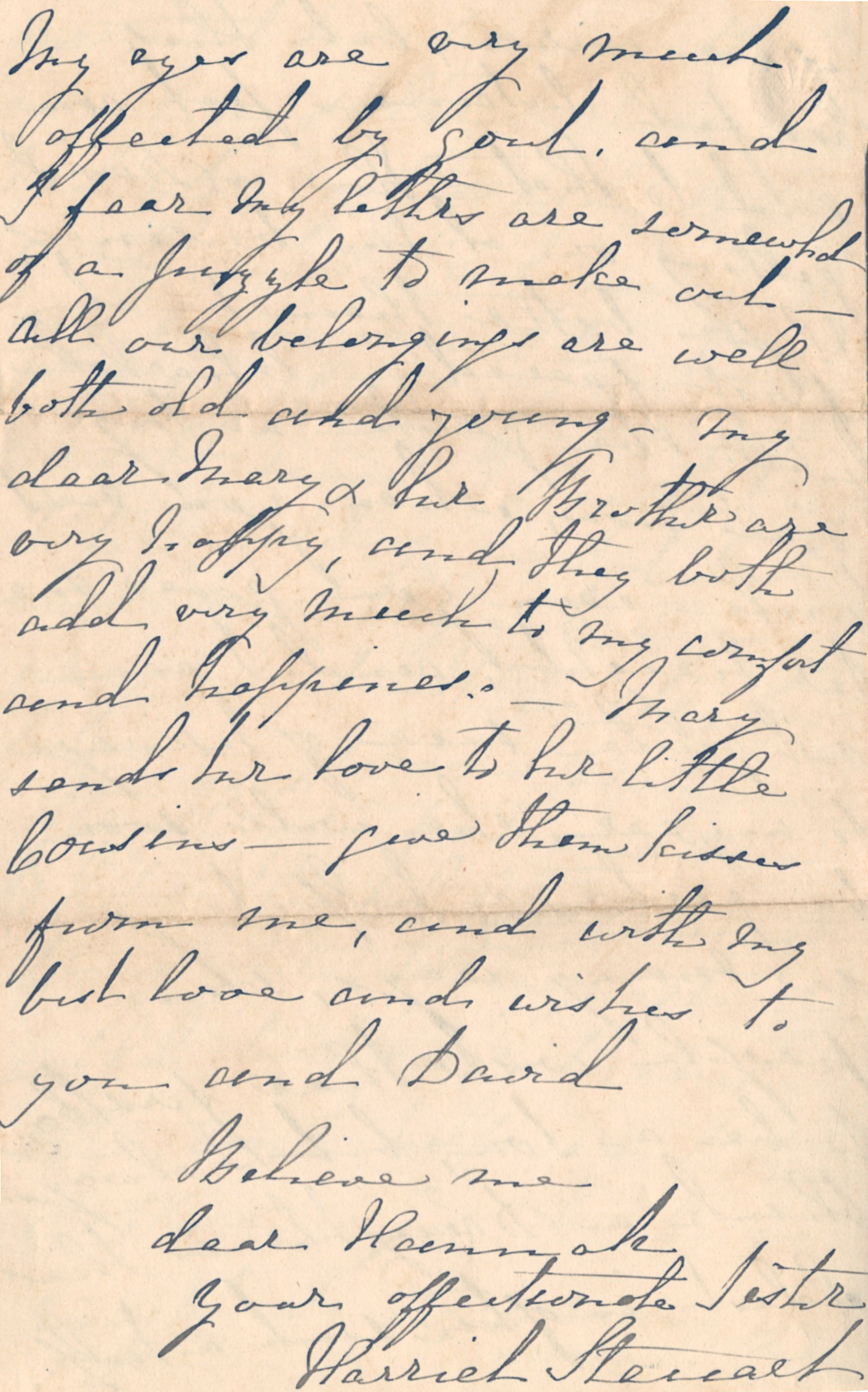 Harriet Steuart to Hannah Steuart, March 6th, 1875