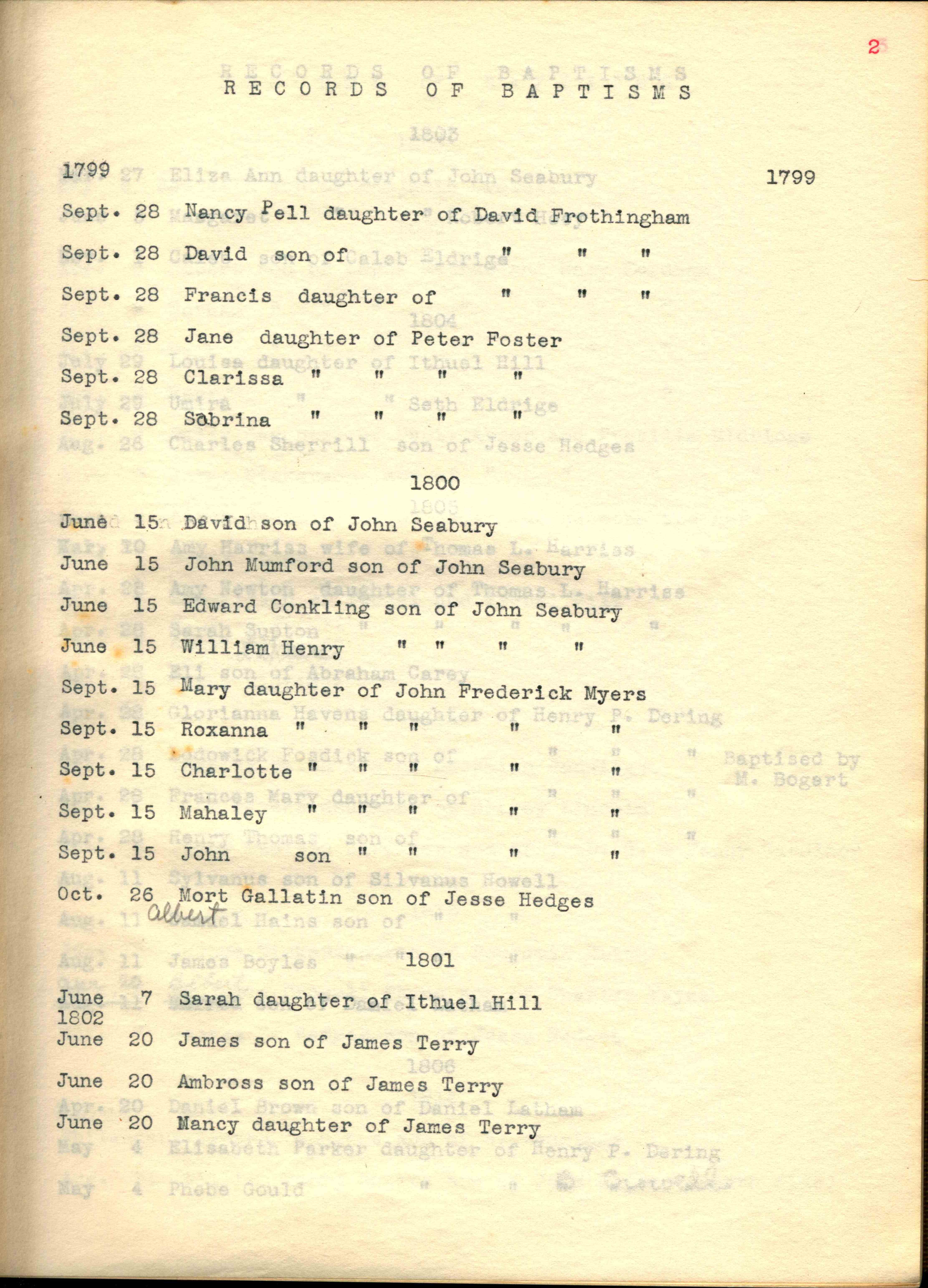 Sag Harbor Presbyterian Church Vital Records, 1791-1914