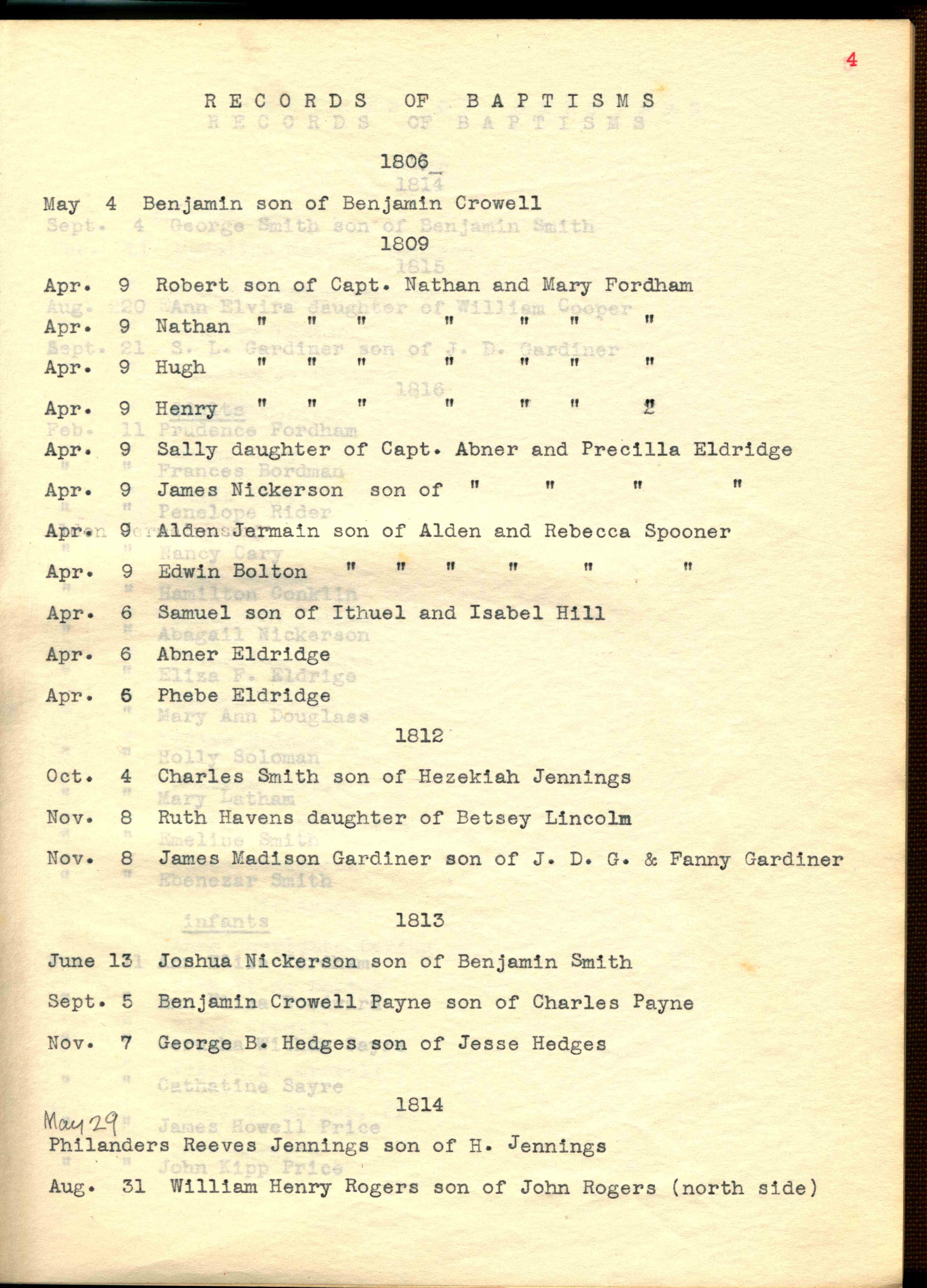 Sag Harbor Presbyterian Church Vital Records, 1791-1914