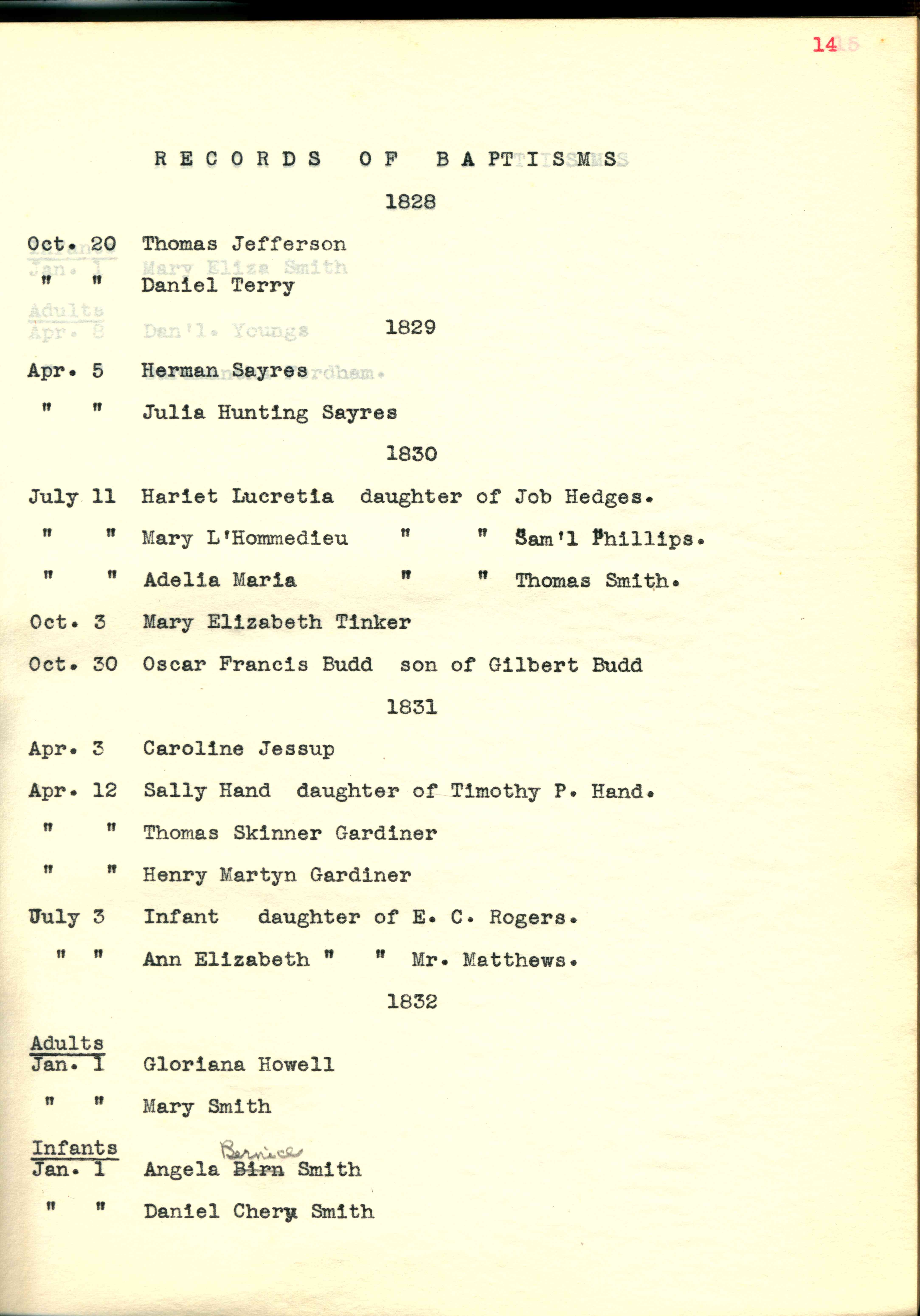 Sag Harbor Presbyterian Church Vital Records, 1791-1914