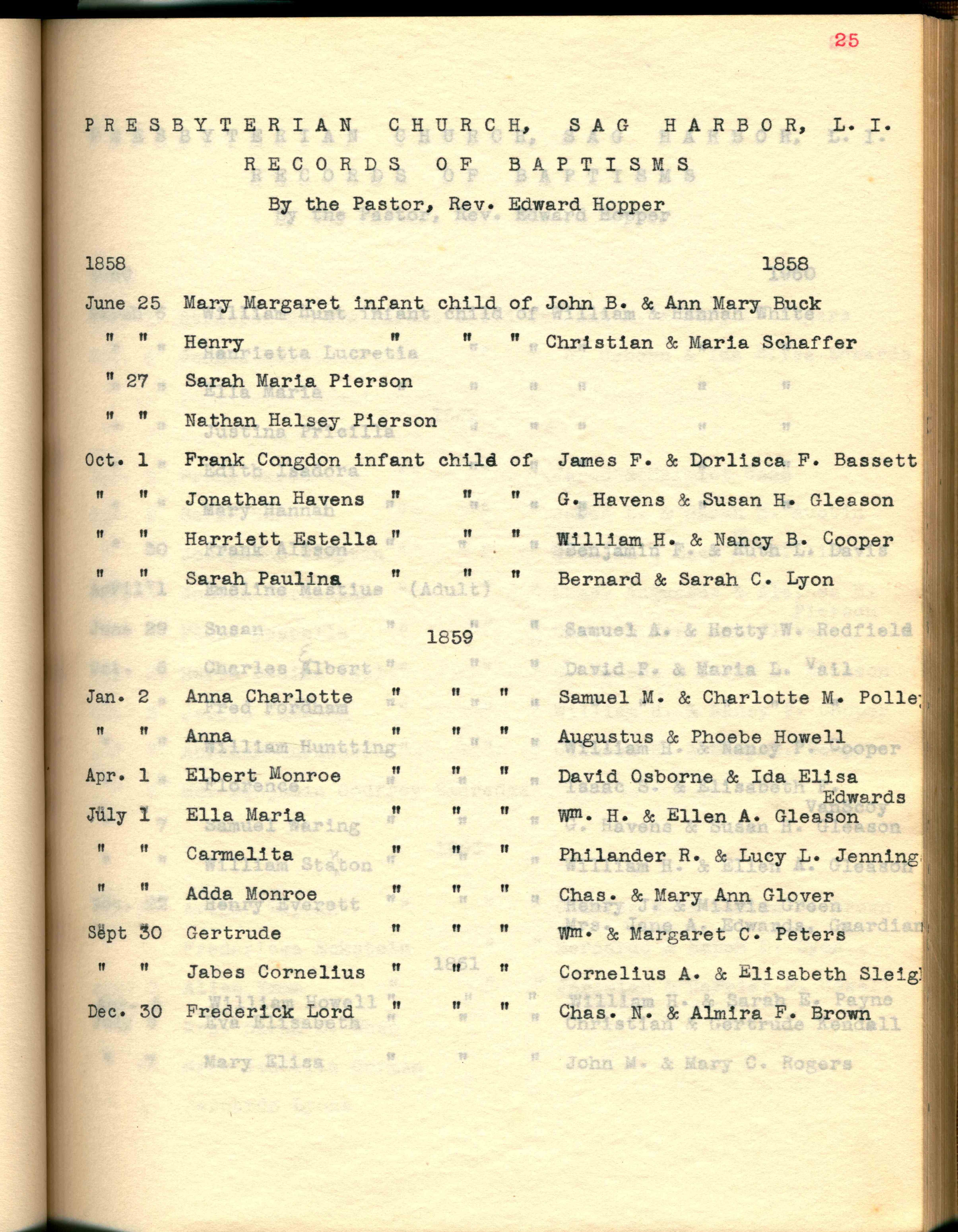 Sag Harbor Presbyterian Church Vital Records, 1791-1914