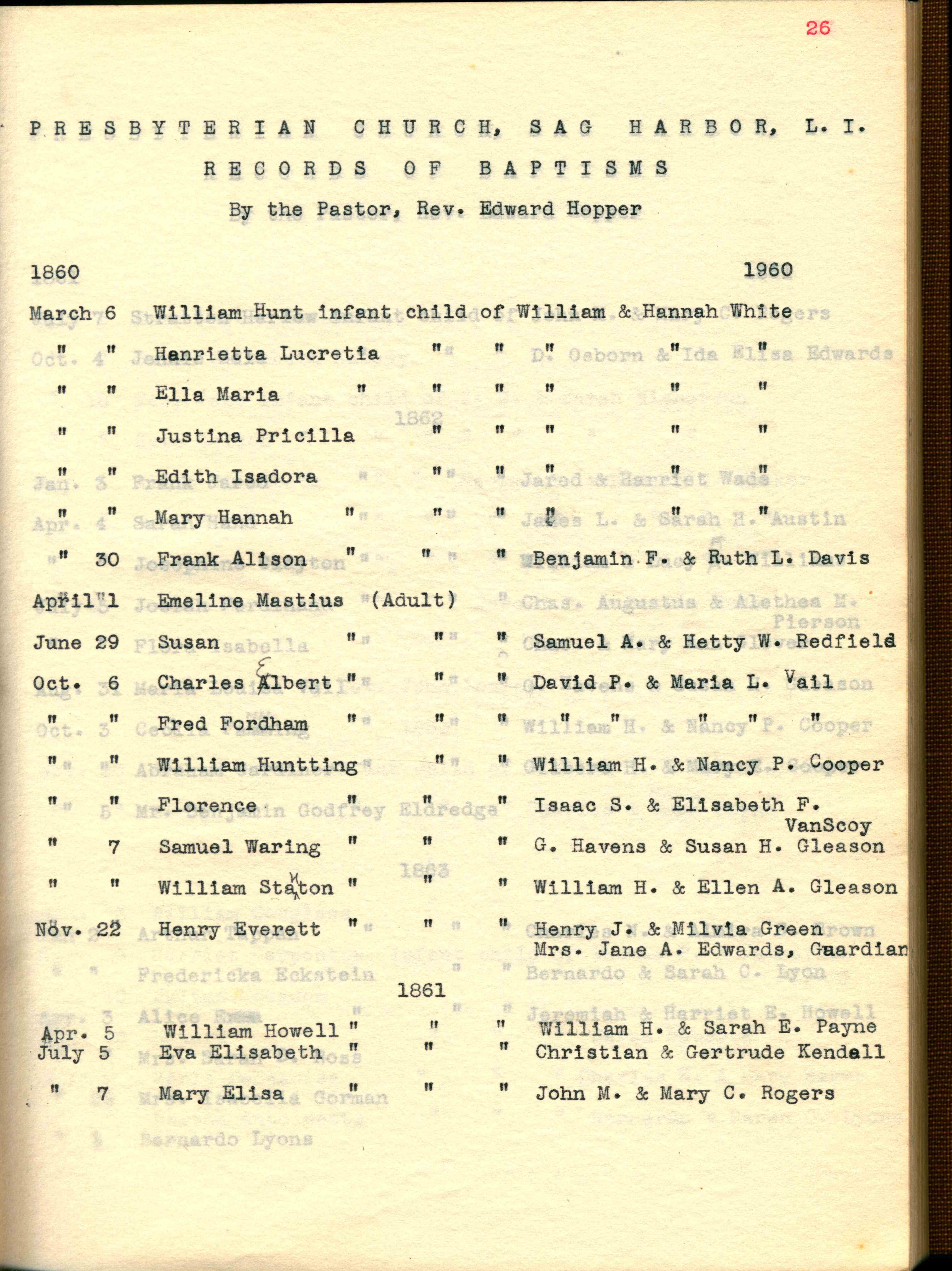 Sag Harbor Presbyterian Church Vital Records, 1791-1914