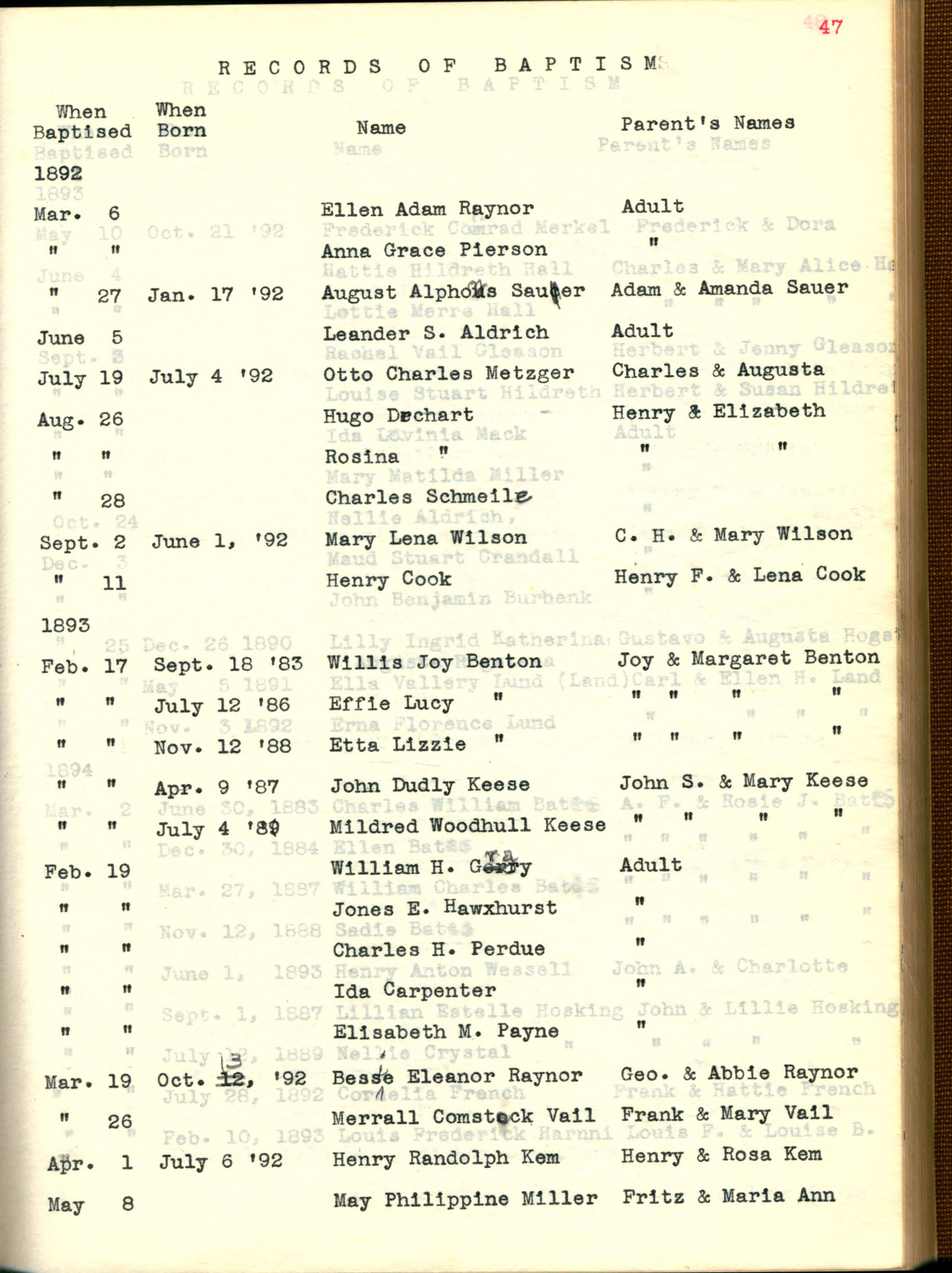 Sag Harbor Presbyterian Church Vital Records, 1791-1914