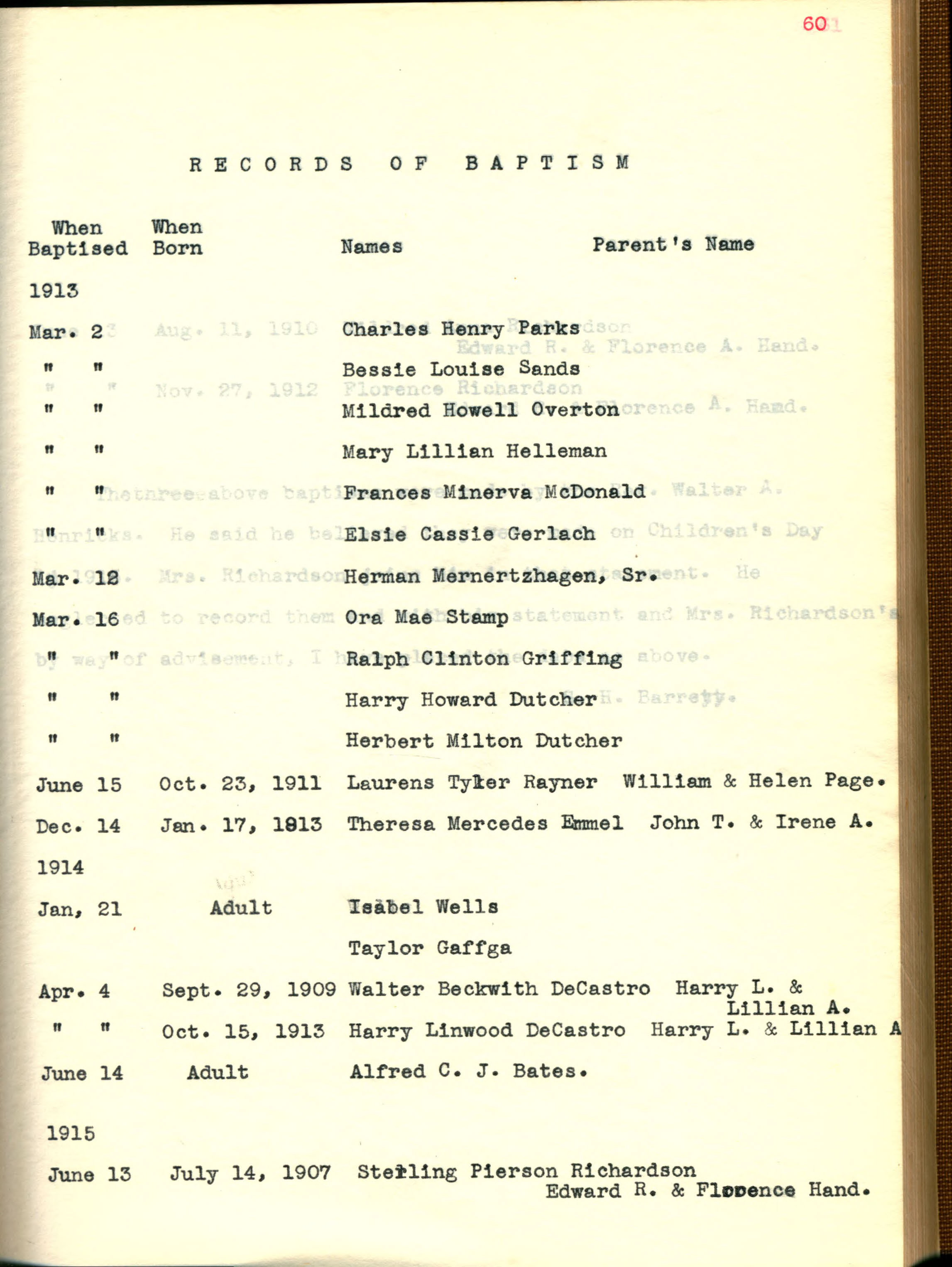 Sag Harbor Presbyterian Church Vital Records, 1791-1914