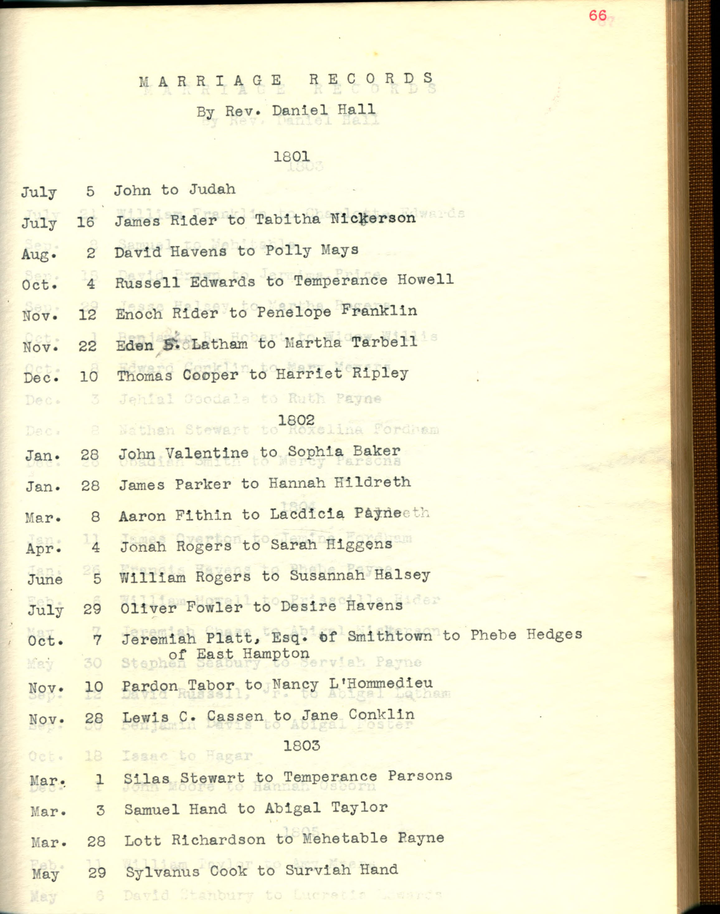 Sag Harbor Presbyterian Church Vital Records, 1791-1914