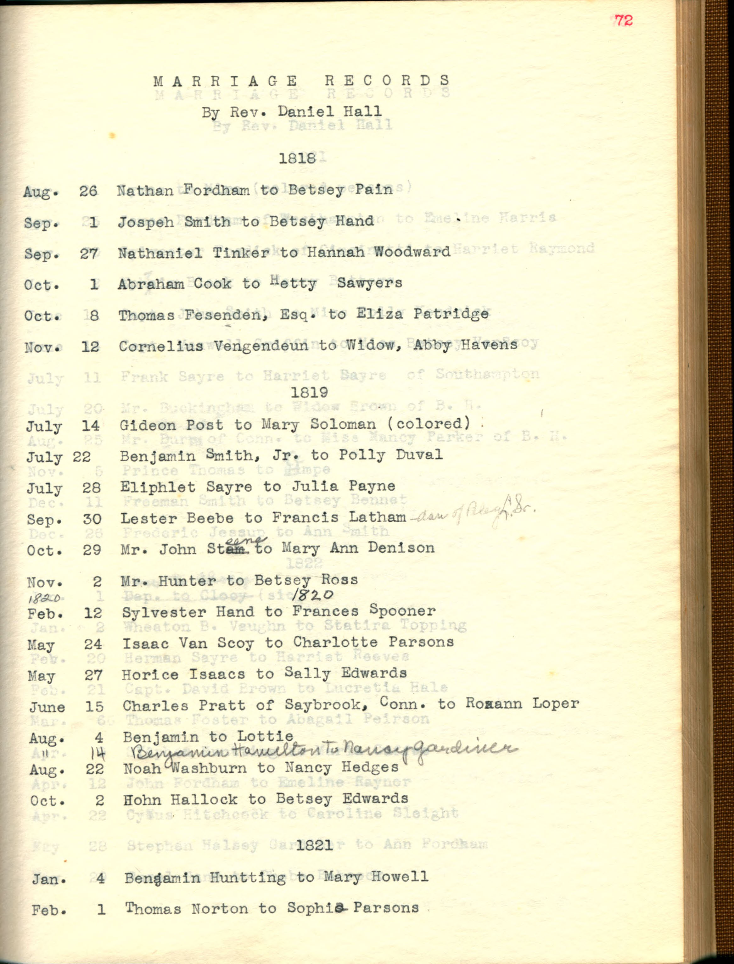 Sag Harbor Presbyterian Church Vital Records, 1791-1914