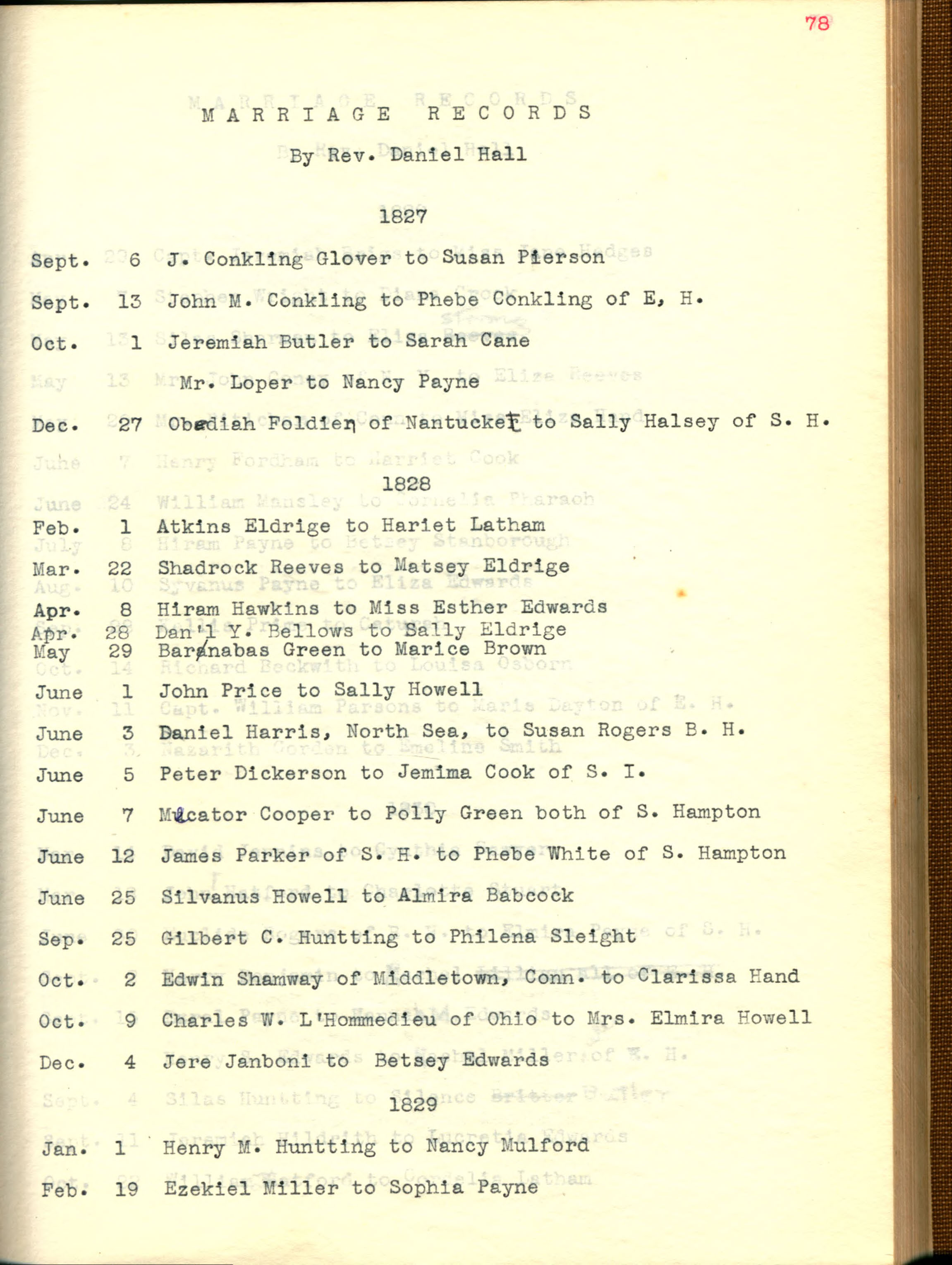 Sag Harbor Presbyterian Church Vital Records, 1791-1914