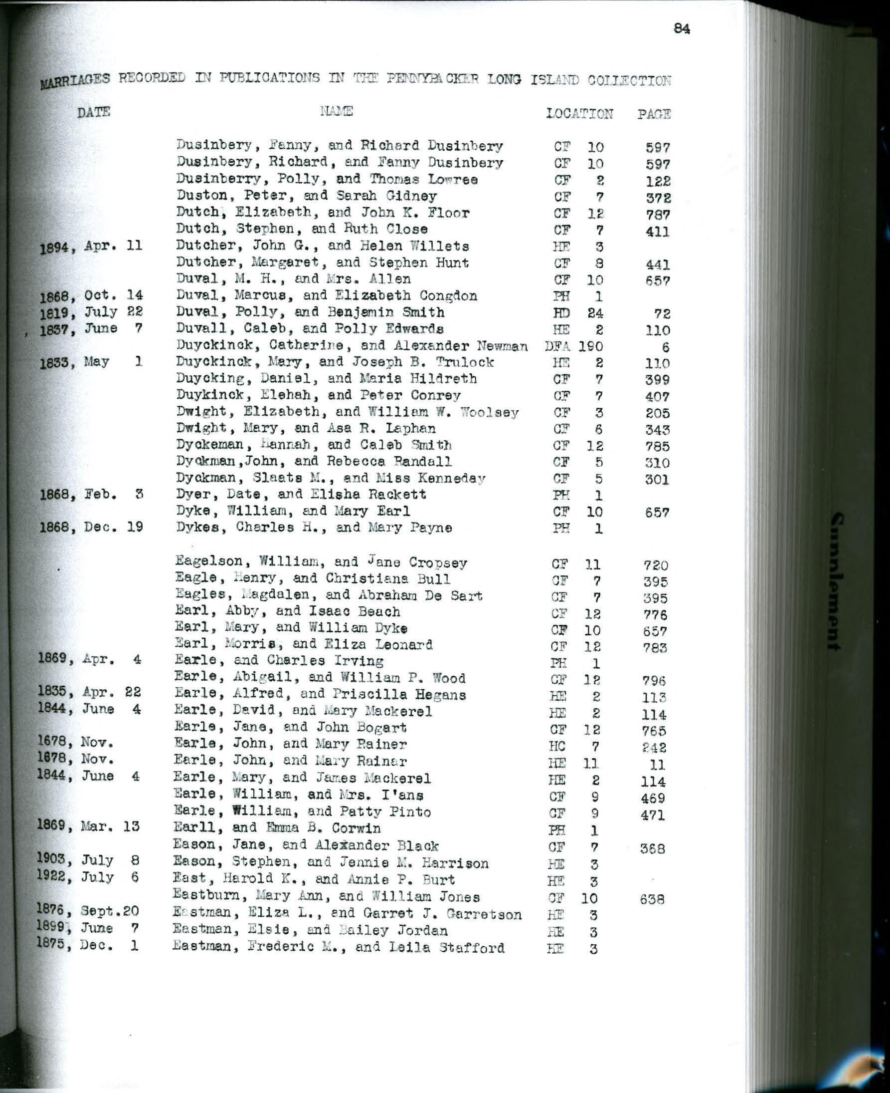 Index to Marriage Notices Recorded in Books and Documents, 1942