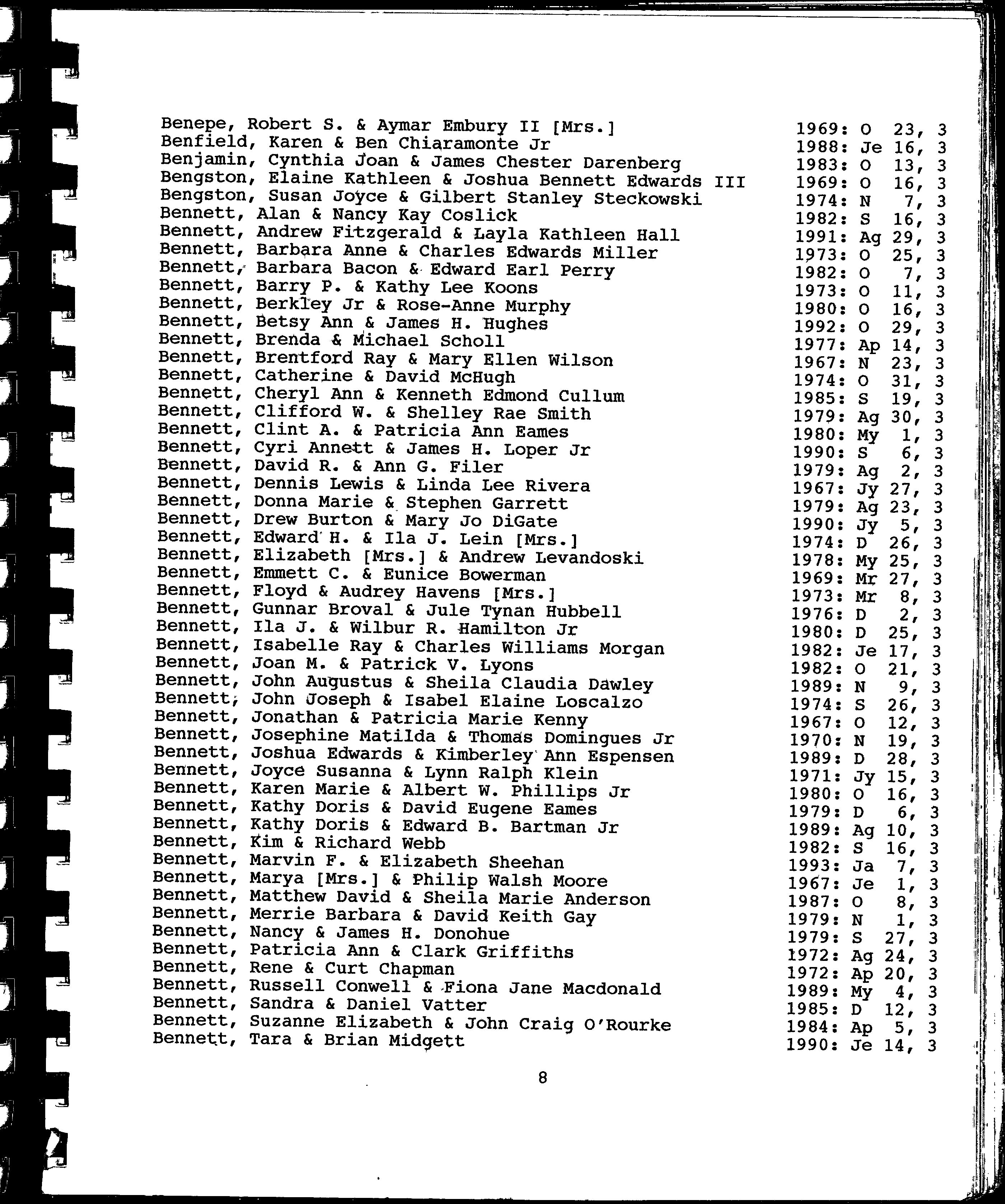 Index to Marriages in the East Hampton Star, Supplement Two, 1966-1993