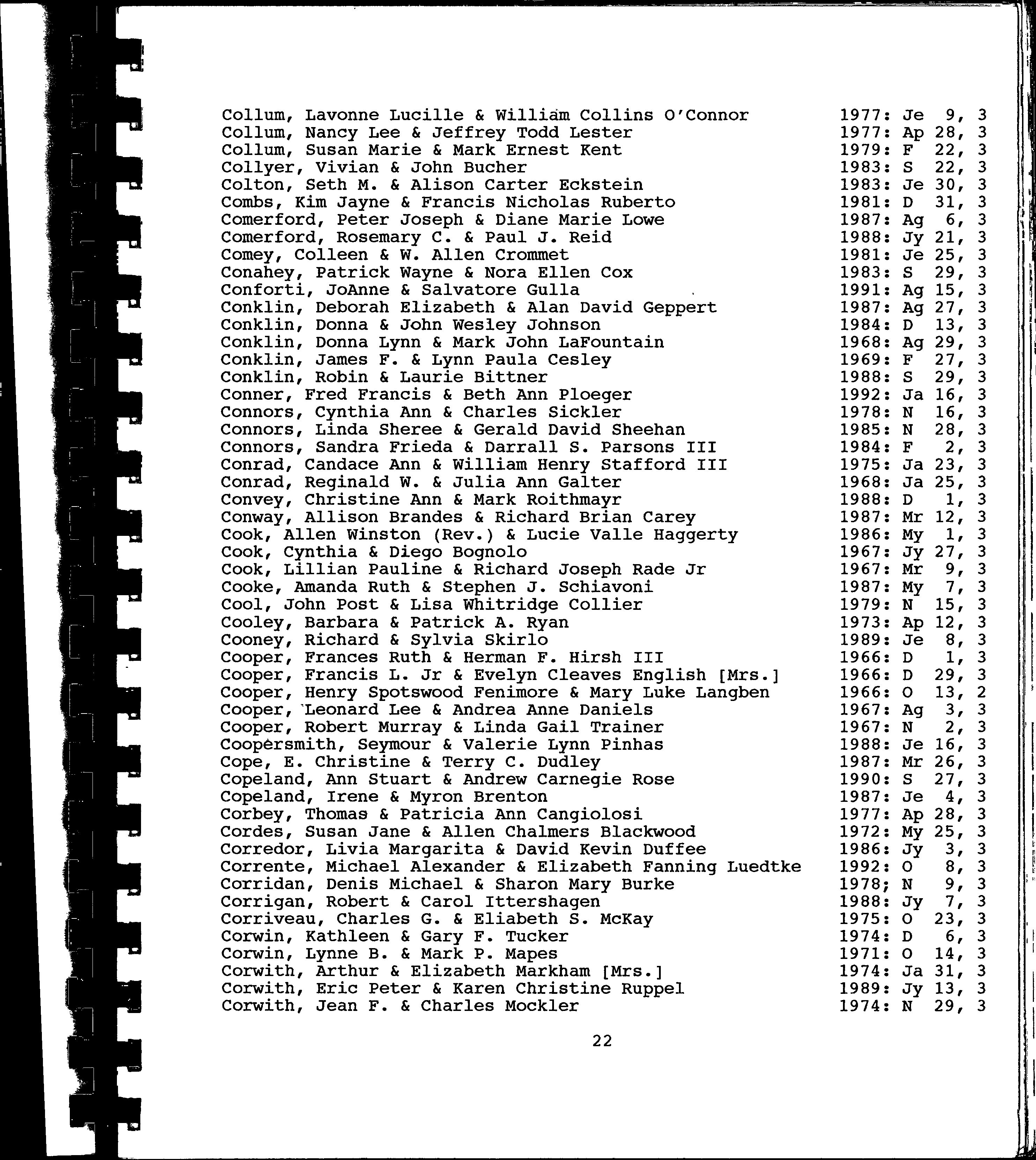 Index to Marriages in the East Hampton Star, Supplement Two, 1966-1993