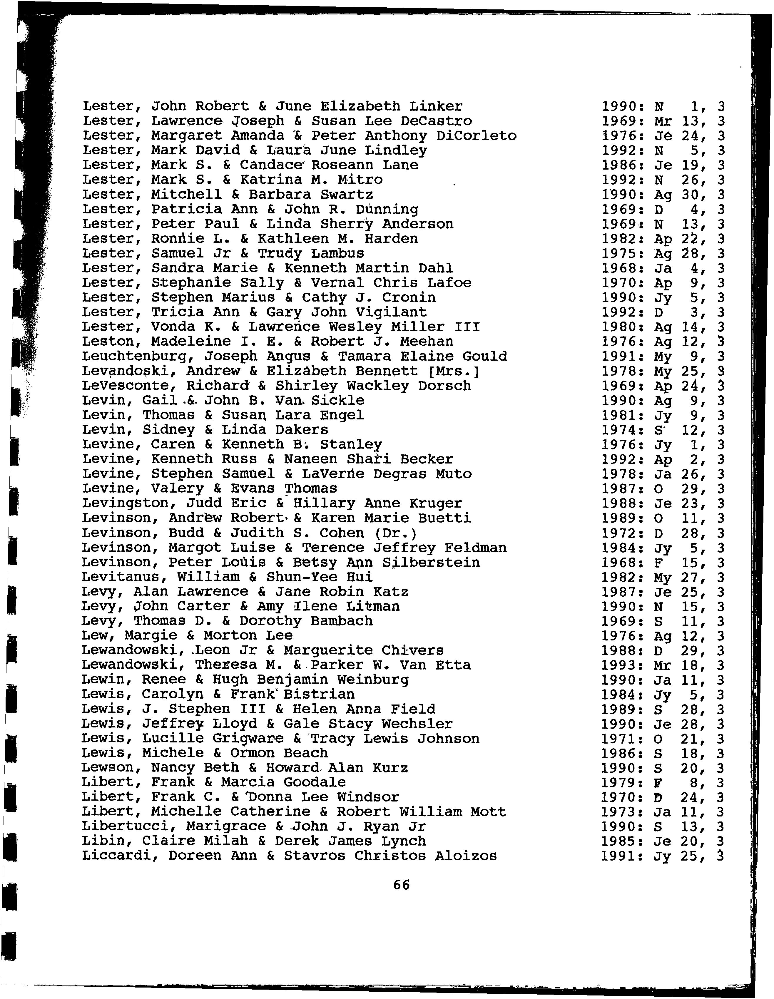 Index to Marriages in the East Hampton Star, Supplement Two, 1966-1993