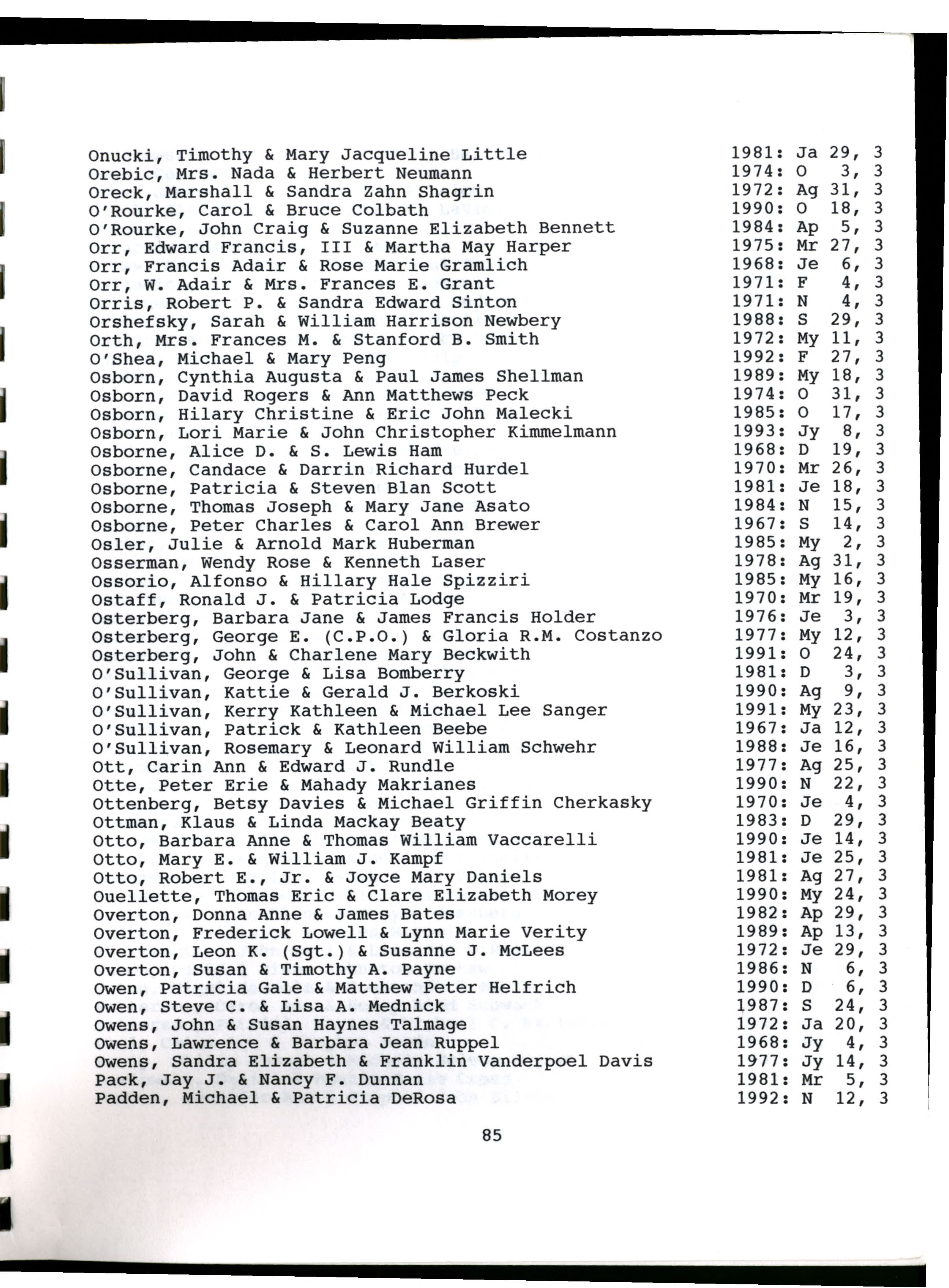 Index to Marriages in the East Hampton Star, Supplement Two, 1966-1993