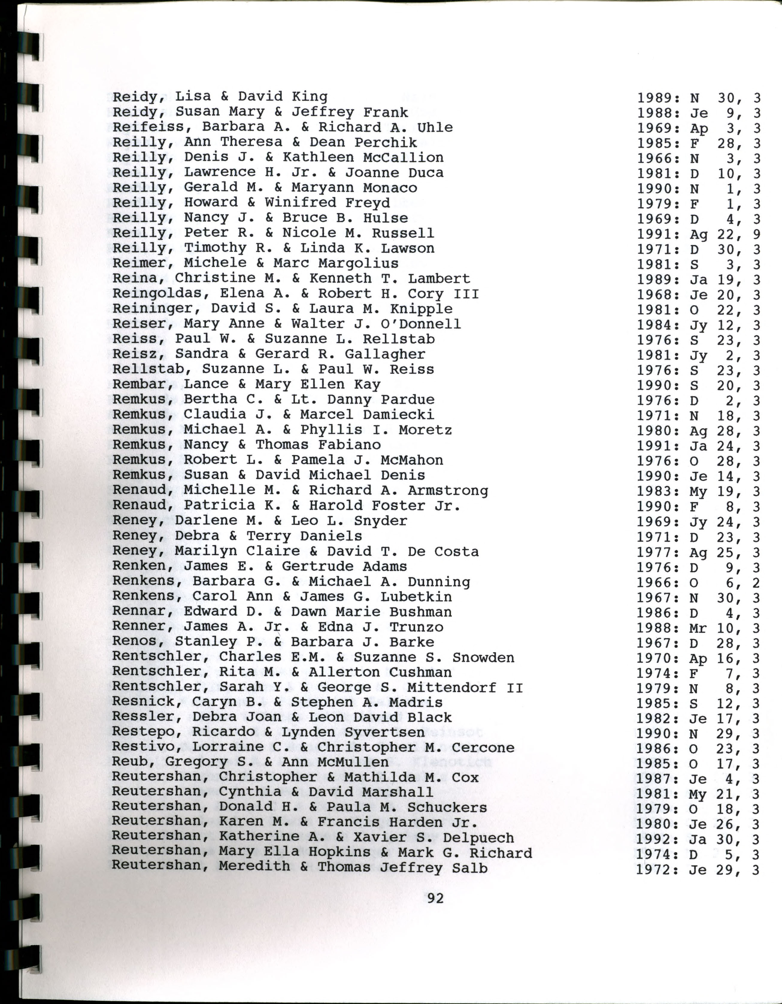 Index to Marriages in the East Hampton Star, Supplement Two, 1966-1993