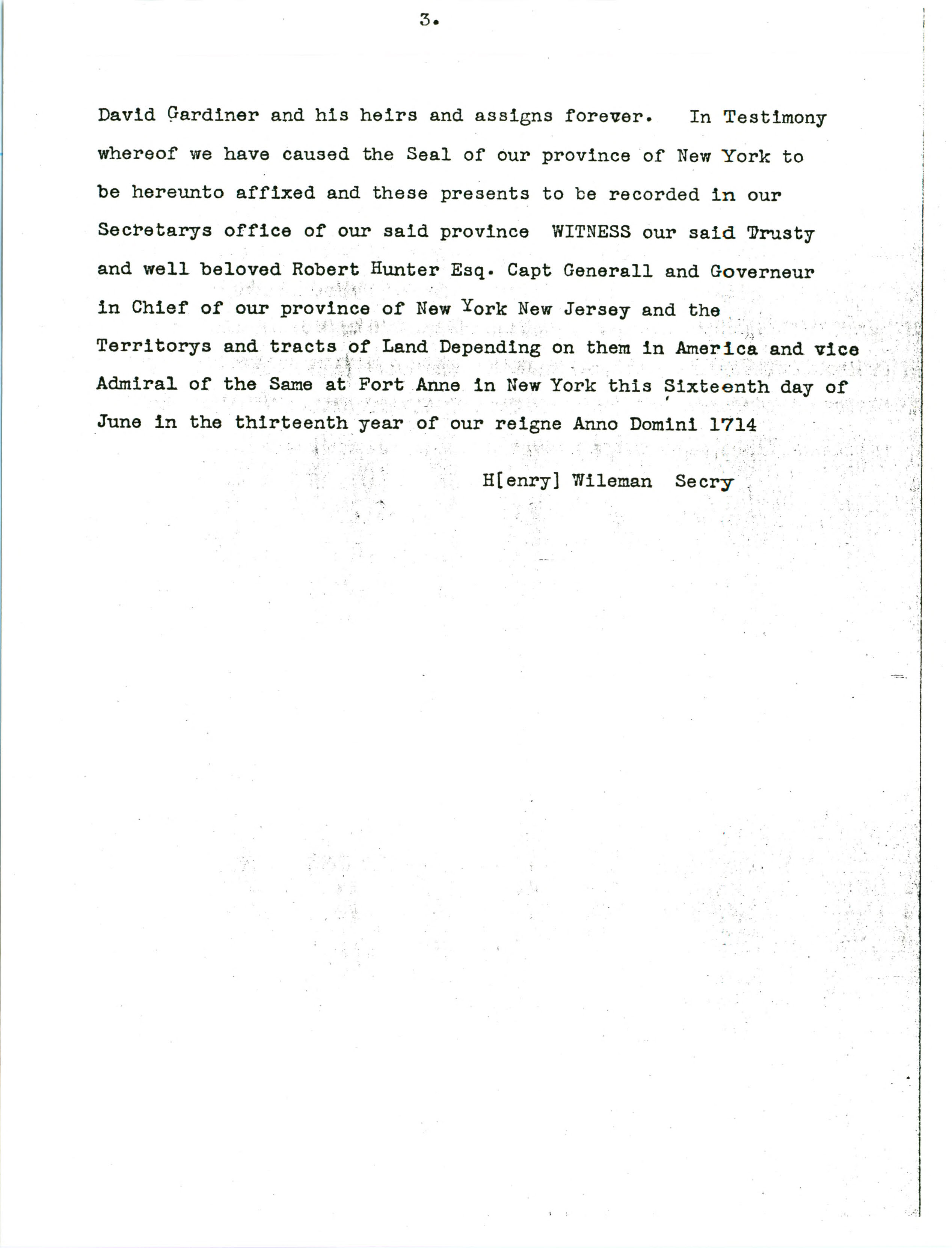 Transcript of Release of Annual Quit Rent Due to New York Colony from ...