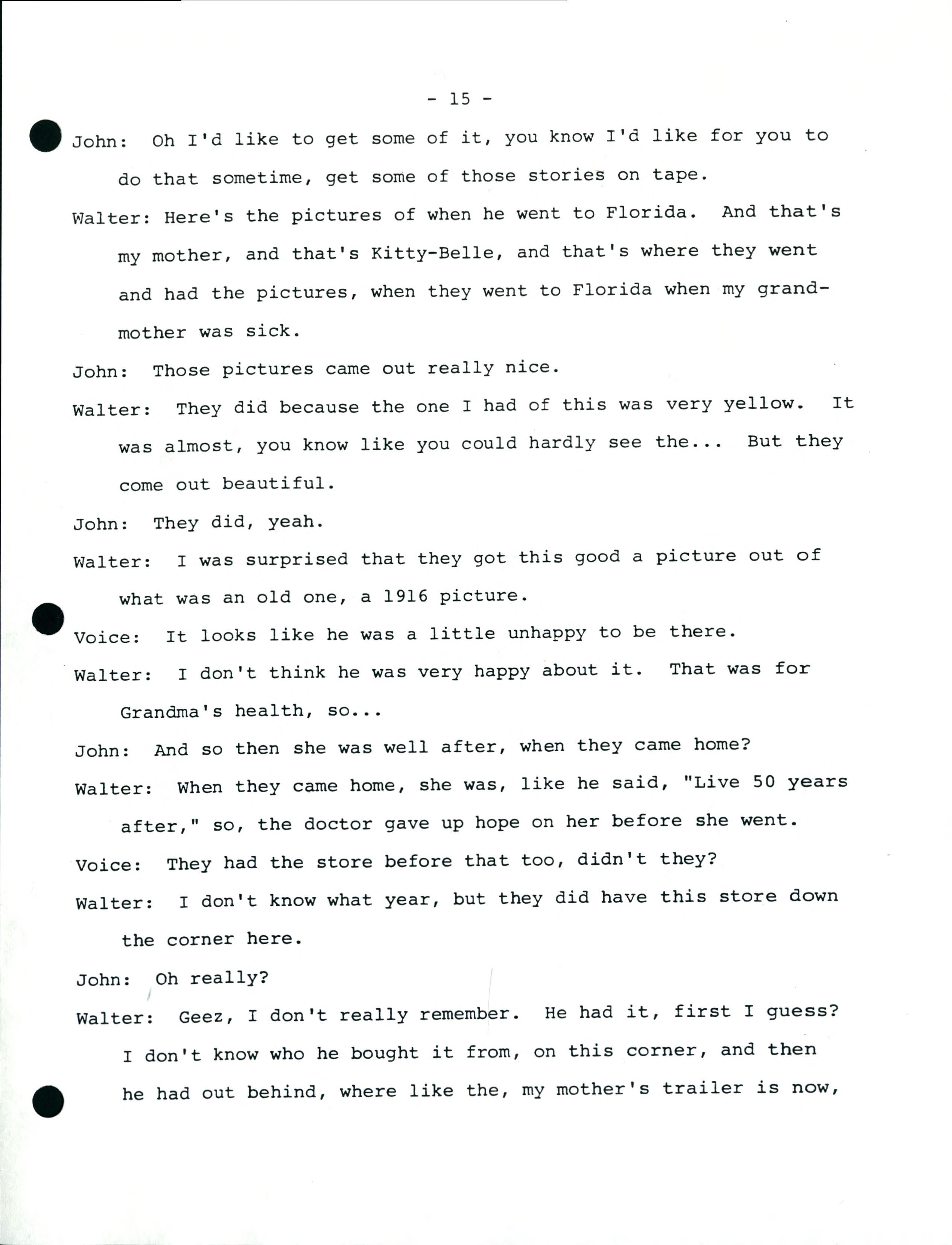 Interview with Walter Bennett, Tape 1089-B, November 17, 1983