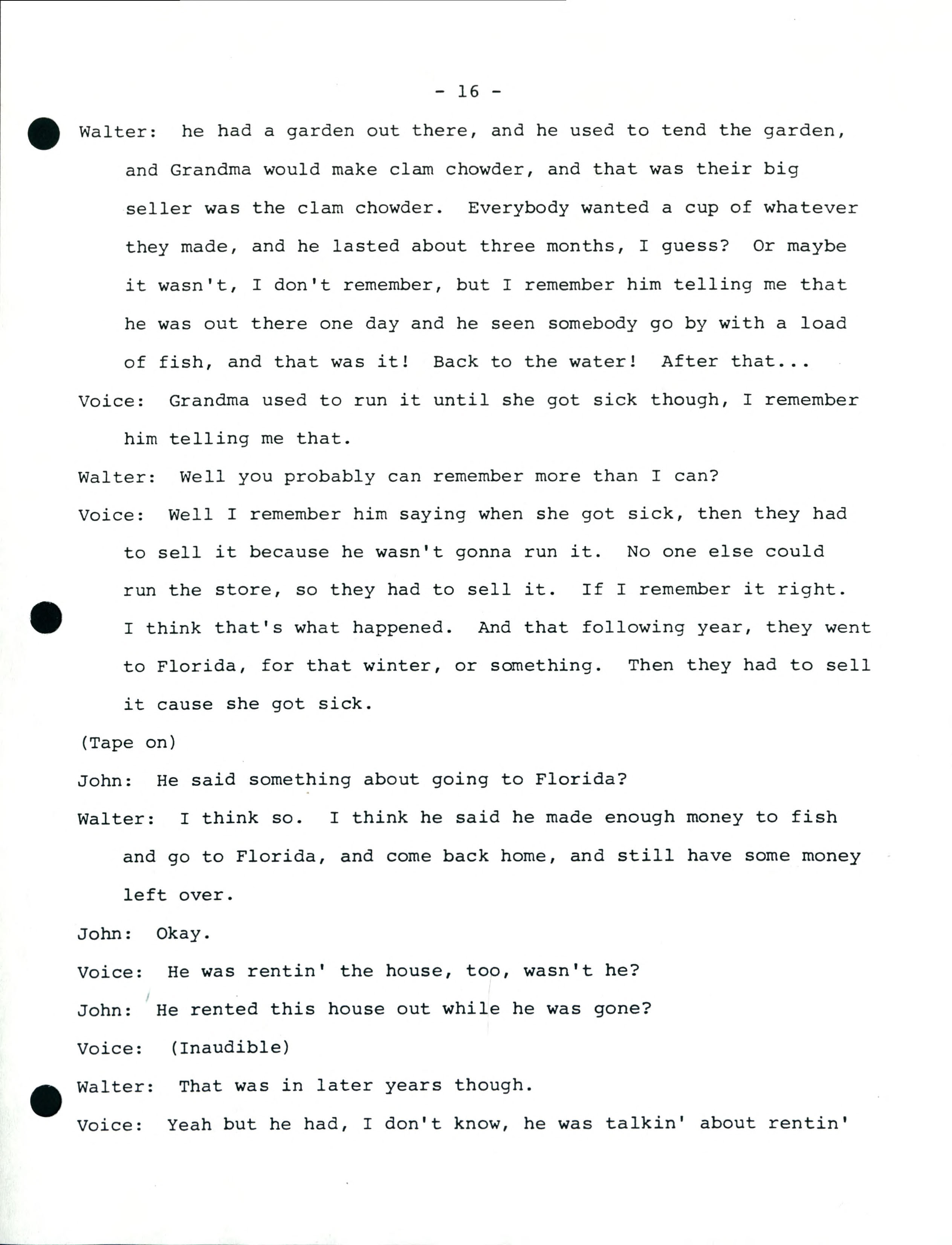 Interview with Walter Bennett, Tape 1089-B, November 17, 1983