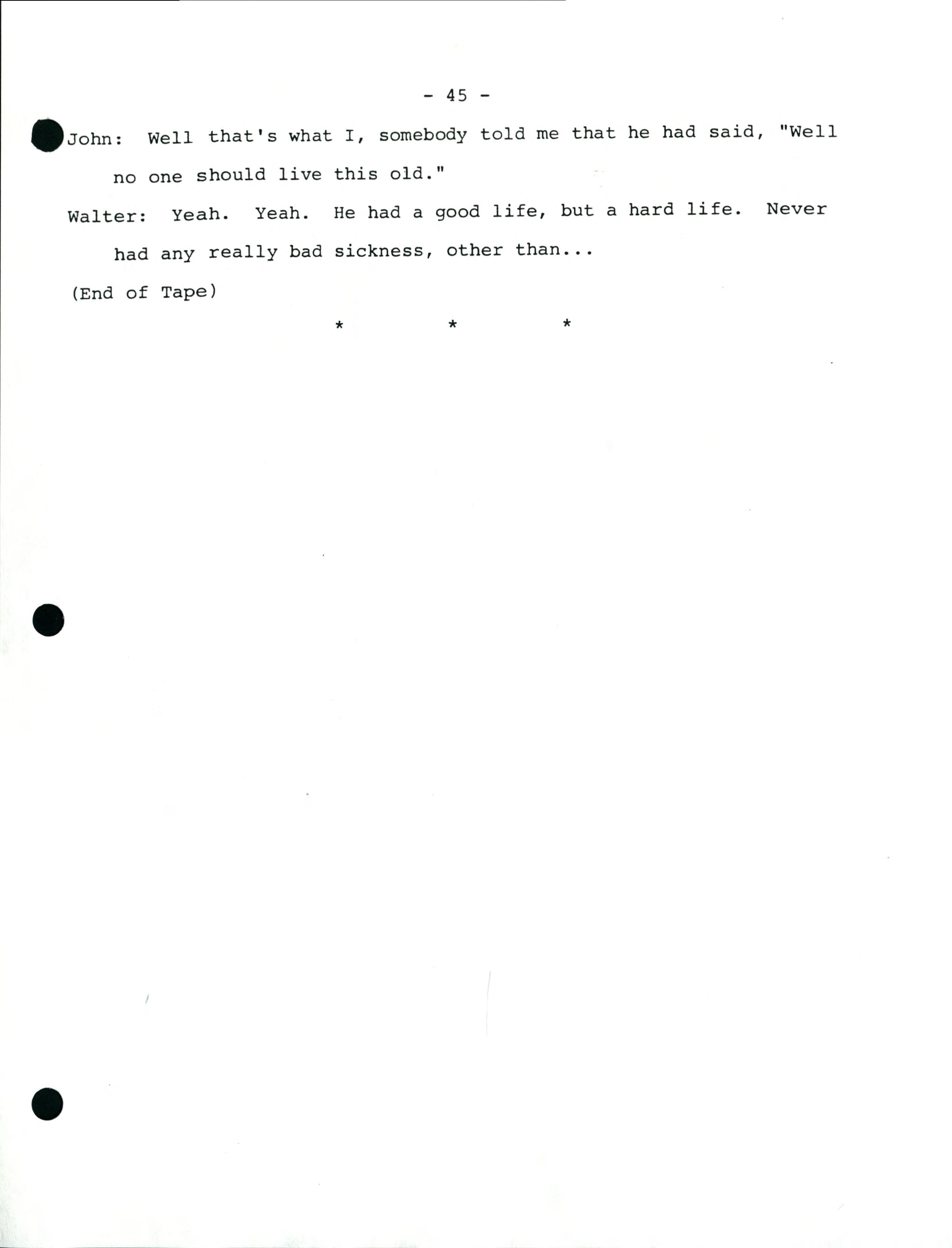 Interview with Walter Bennett 1089-C, December 13, 1983