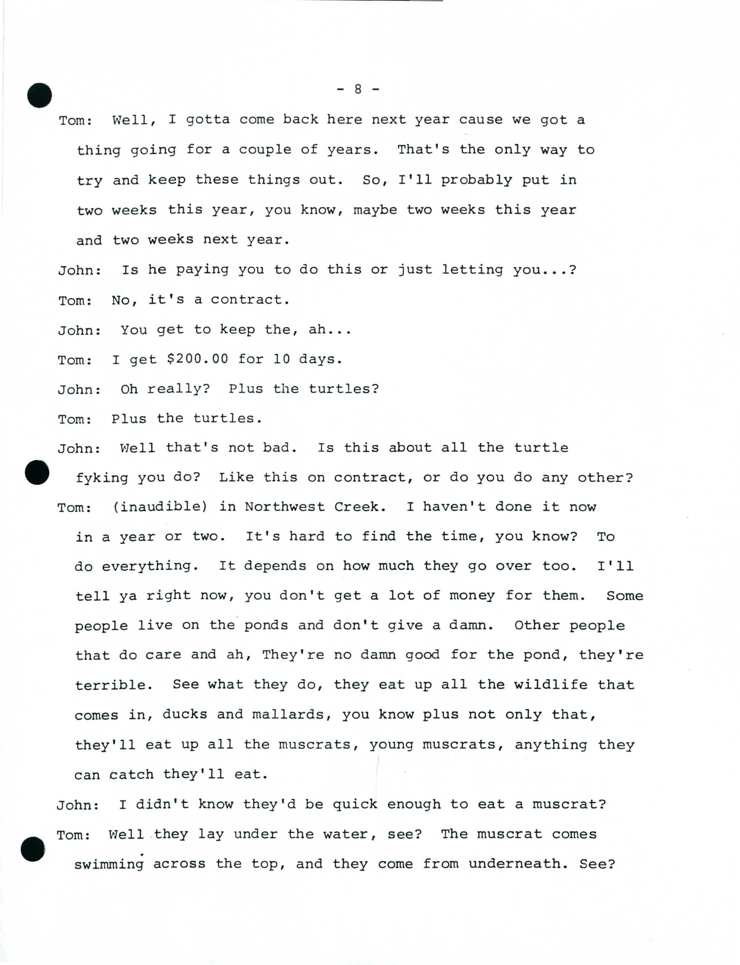 Interview with Tom Lester while setting Turtle Fykes, Tape 1077, June 1983